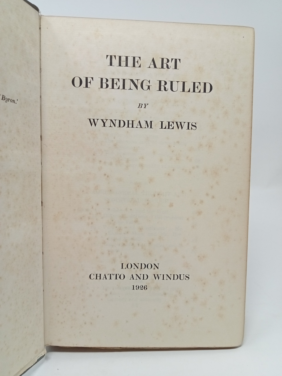 The Art of Being Ruled. by Wyndham Lewis.: Very Good | ROBIN SUMMERS ...