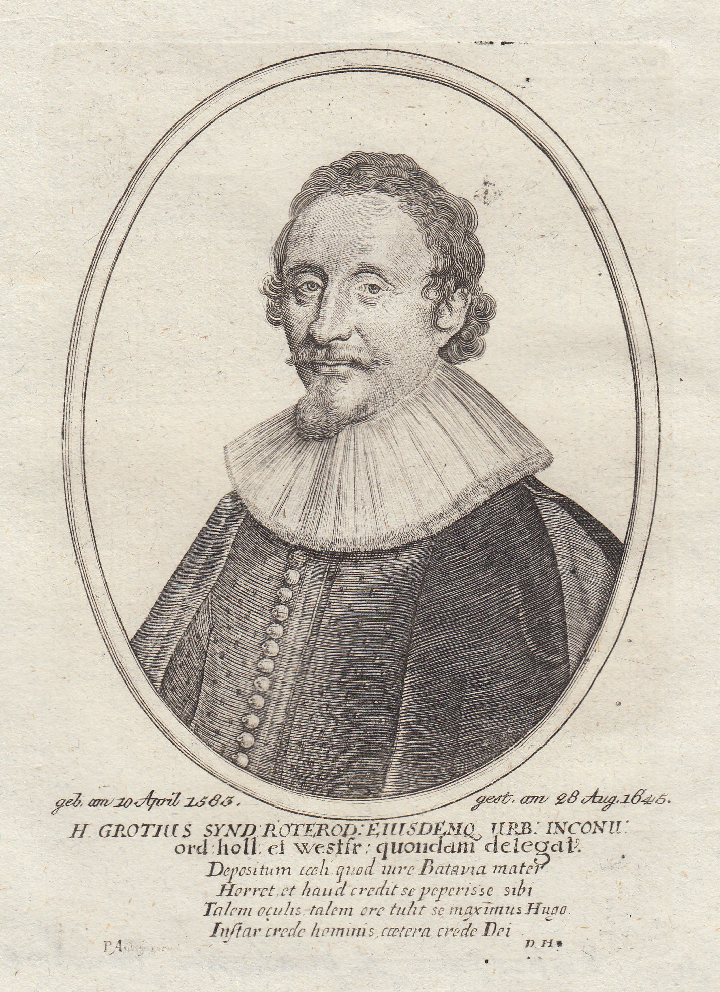 Hugo Grotius (Delft 10. 04. 1583 - 28. 09. 1645 Rostock). Niederl ...