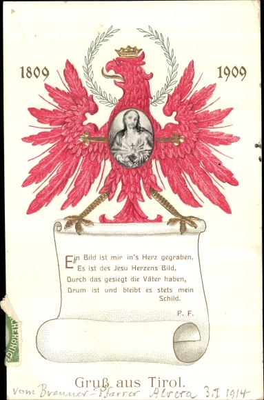 Ansichtskarte / Postkarte Tiroll, Tiroler Adler, Ein Bild ist mir in's ...