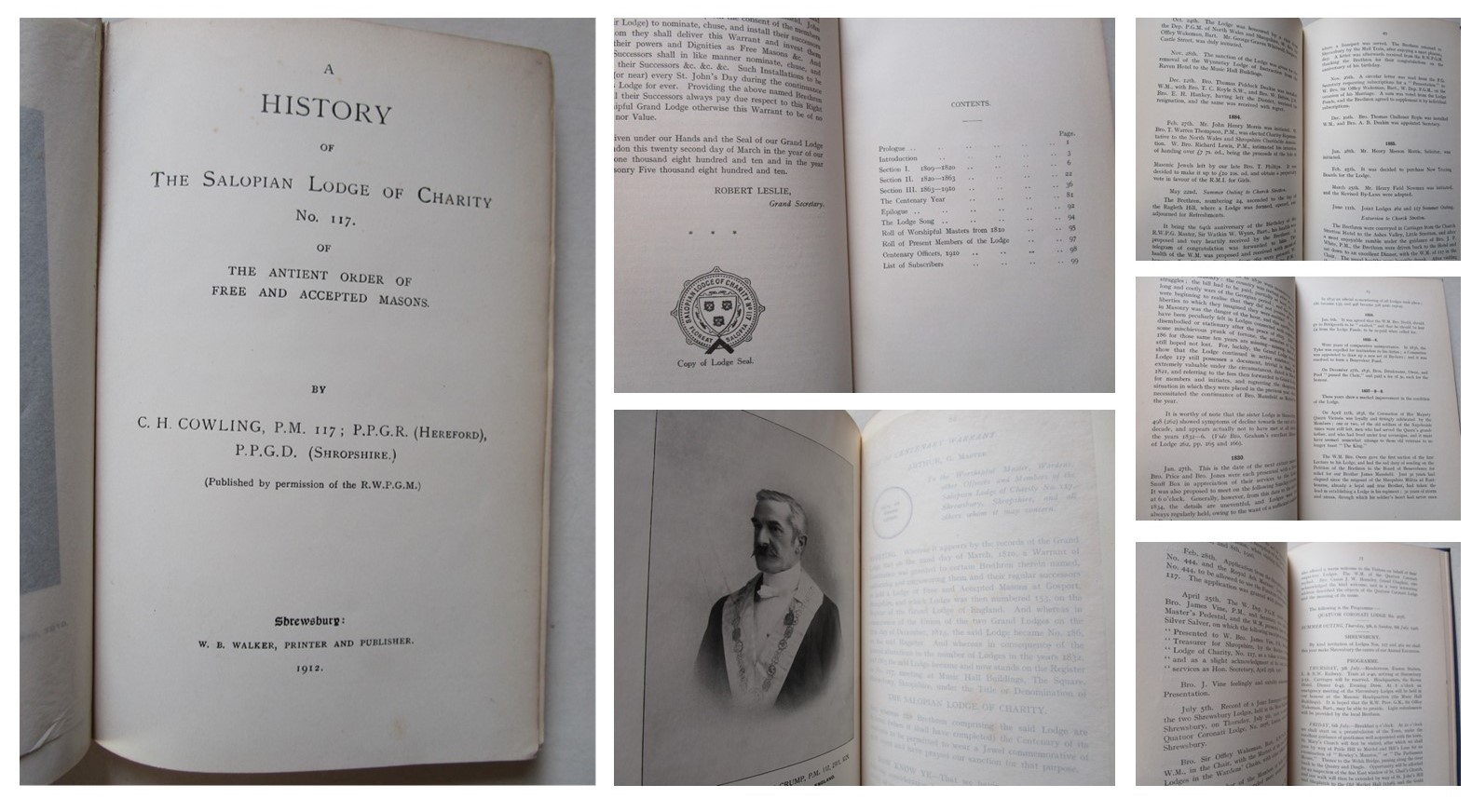 A HISTORY OF THE SALOPIAN LODGE OF CHARITY No 117 of THE ANTIENT ORDER ...