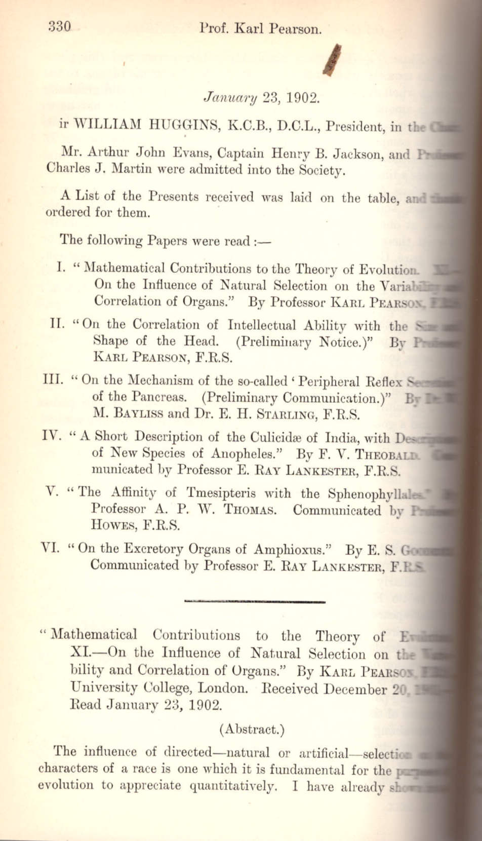 KARL PEARSON ON INTELLIGENCE: "On the Inheritance of the Mental ...