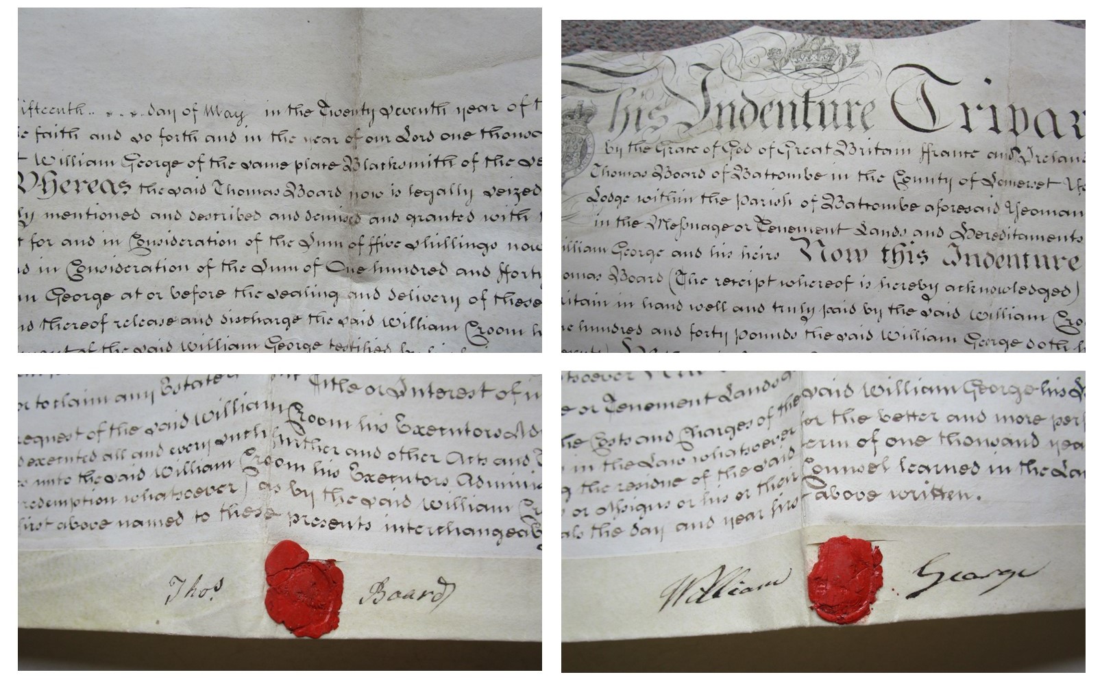 OLD VELLUM Handwritten Manuscript Indenture LEGAL DOCUMENT BETWEEN a ...