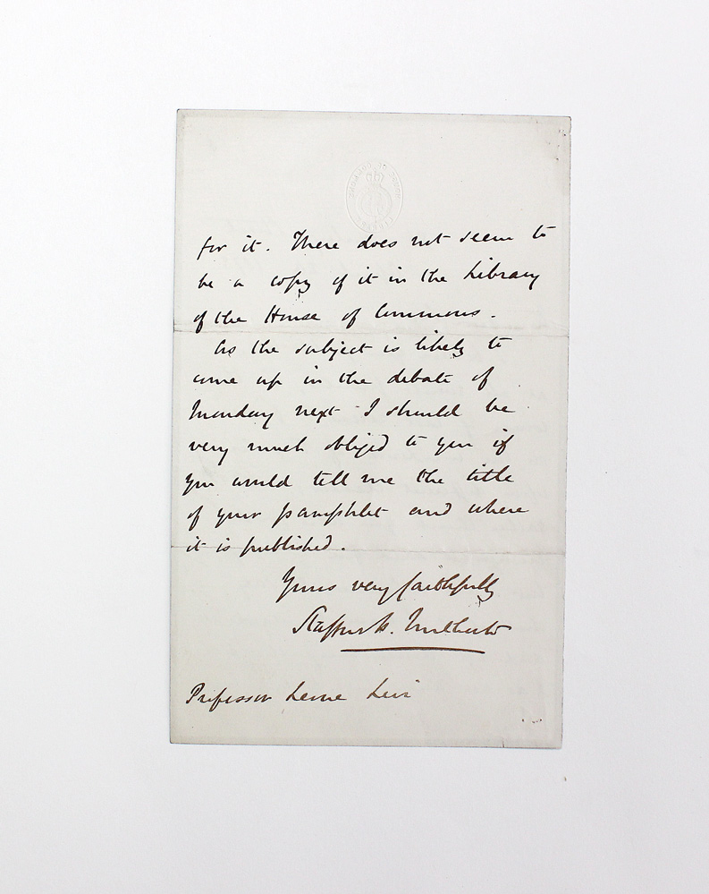 An Original Handwritten Letter Signed by Sir Stafford Henry Northcote ...
