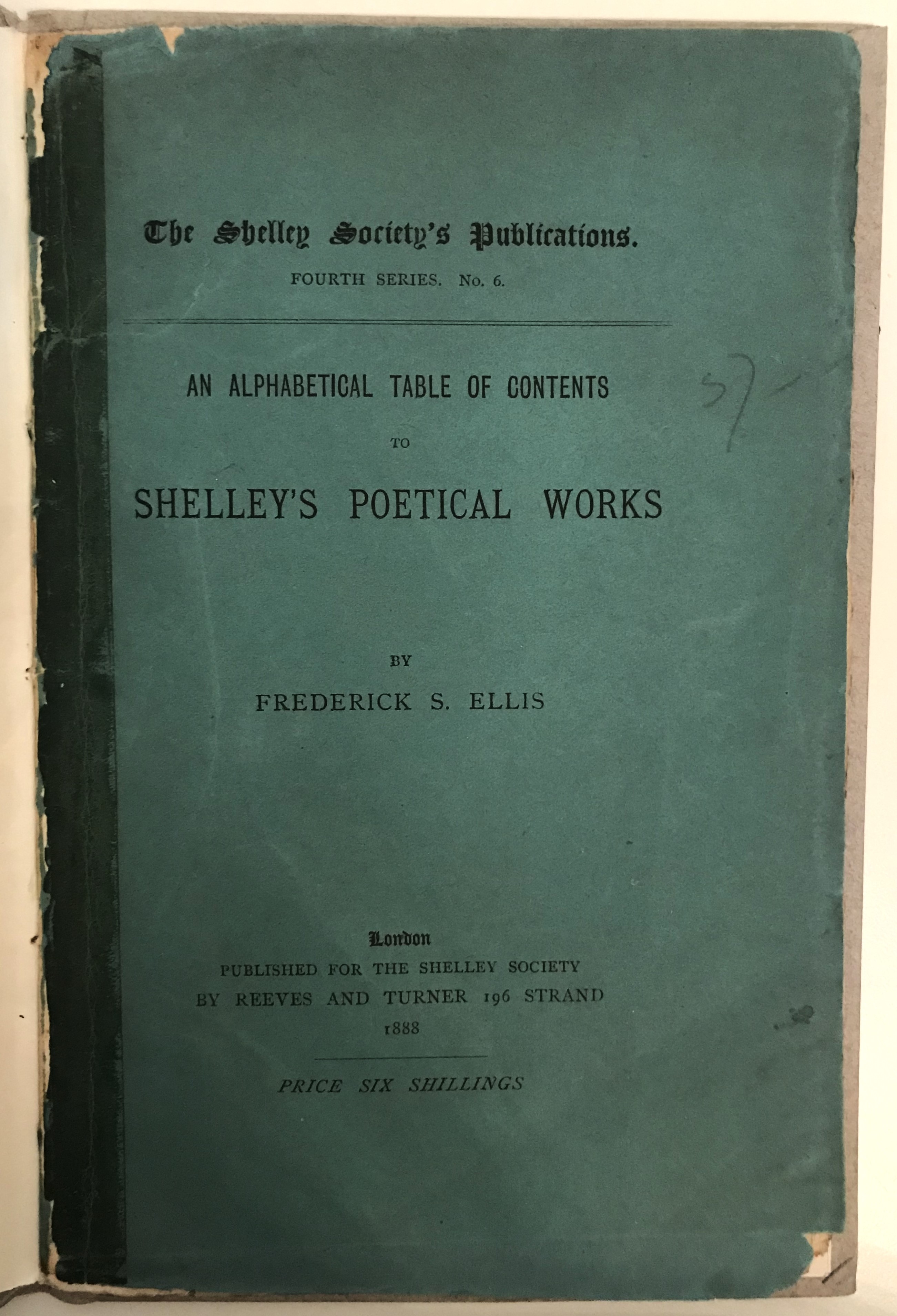 An Alphabetical Tables of Contents to Shelley's Poetical Works by ...