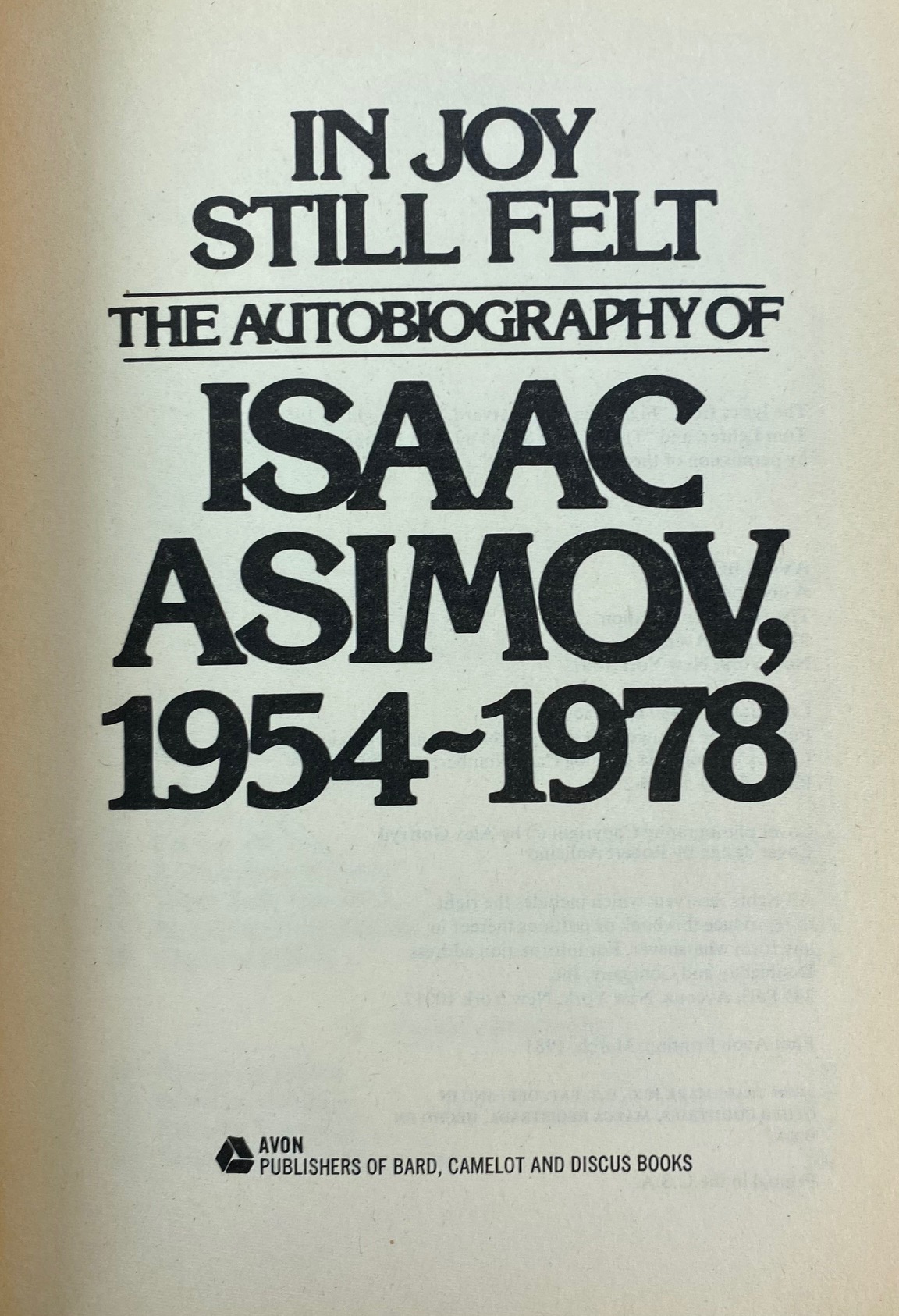 The Autobiography of Isaac Asimov - 2 Volume Set (In Memory Yet Green ...