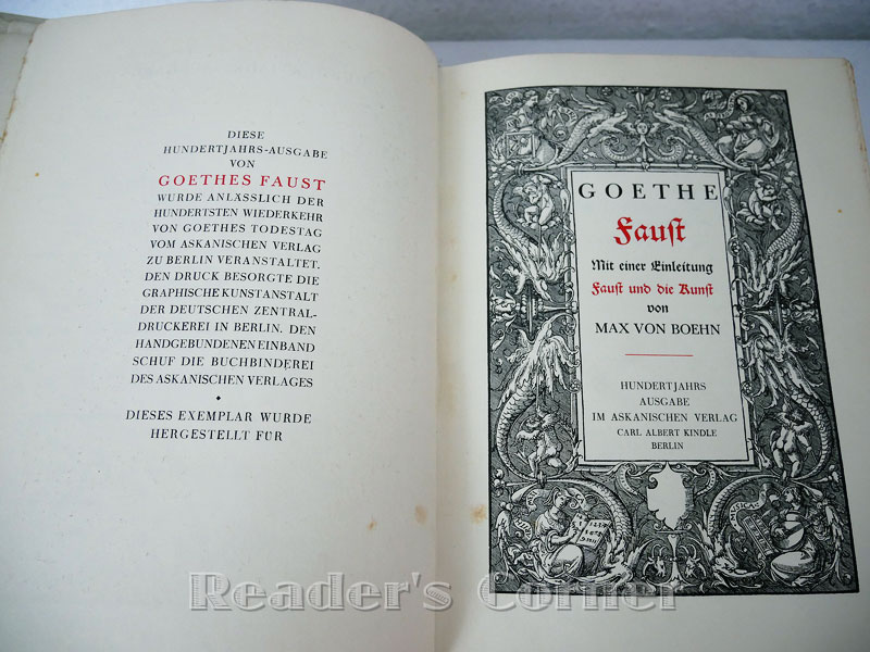 Goethe`s Faust. Hundertjahrs-Ausgabe. Mit einer Einleitung `Faust und ...