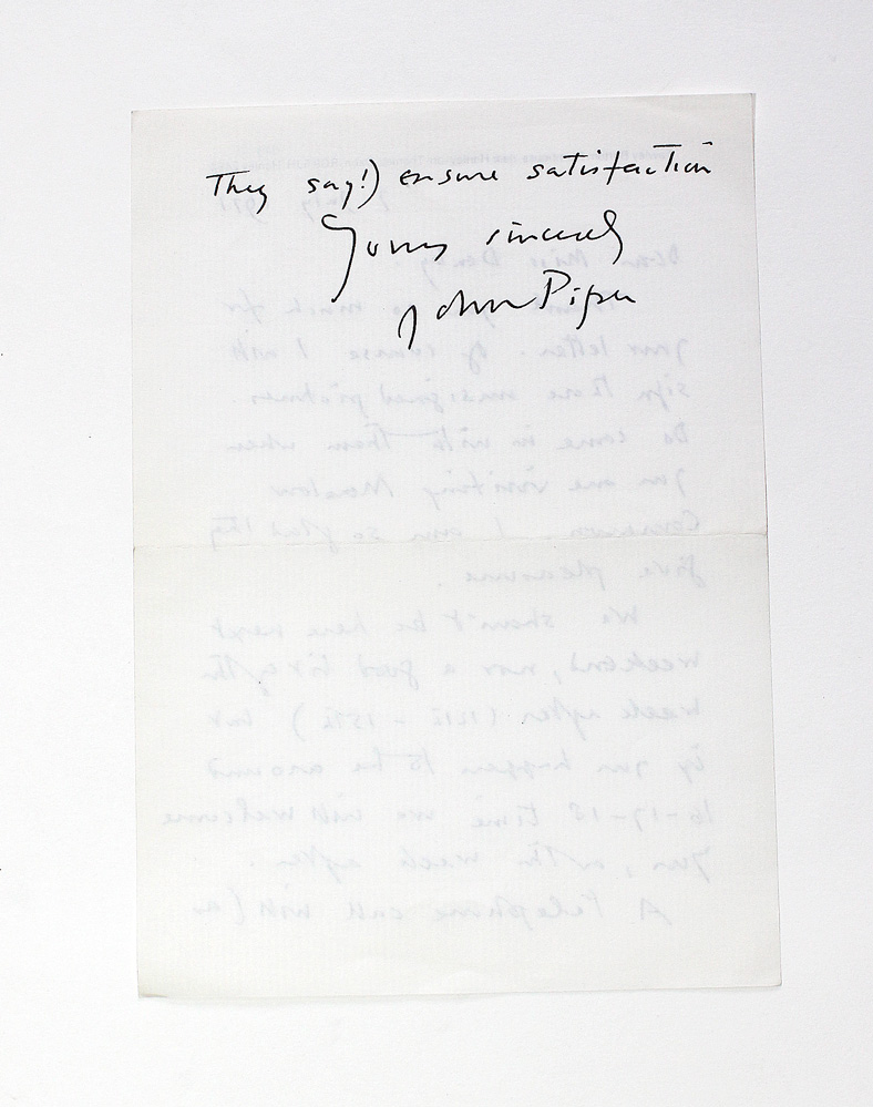 An Original Handwritten Letter Signed by Artist John Piper by John ...
