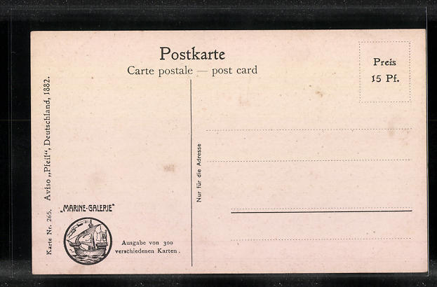 Künstler-Ansichtskarte Christopher Rave: Aviso Pfeil, Deutschland, 1882 ...