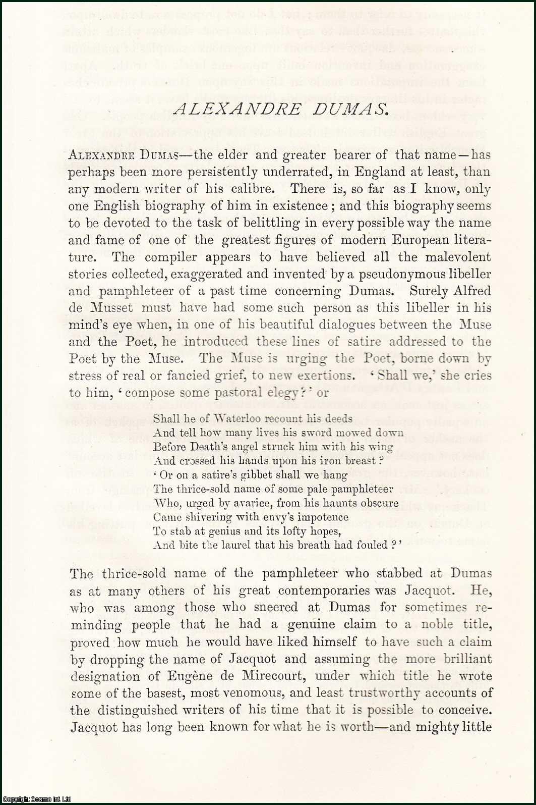 Alexander Dumas. A brief account of the writing of Dumas the Elder ...