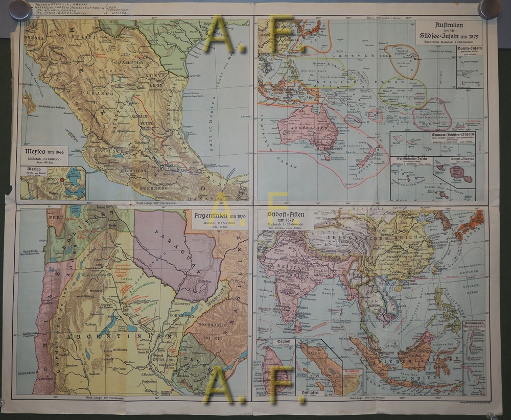 Landkarten mit Reisewegen zu Karl May's Erzählungen, 3. Beiderseits vom Äquator : Mexico um 1866 ...