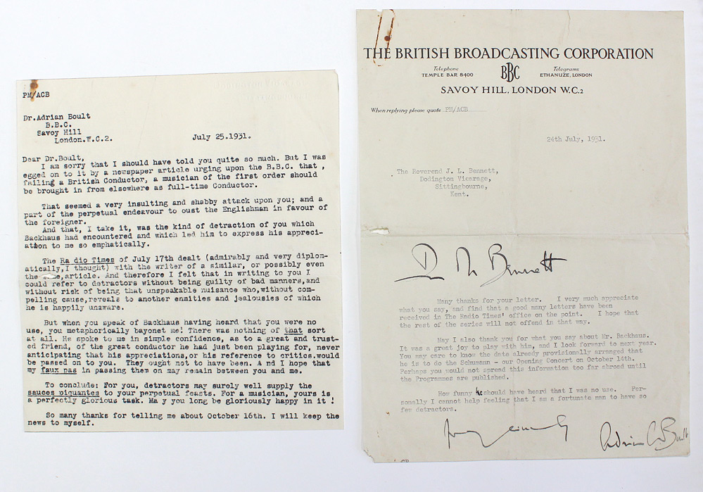 An Original BBC Headed Paper Typed and Signed by Conductor Adrian Boult ...