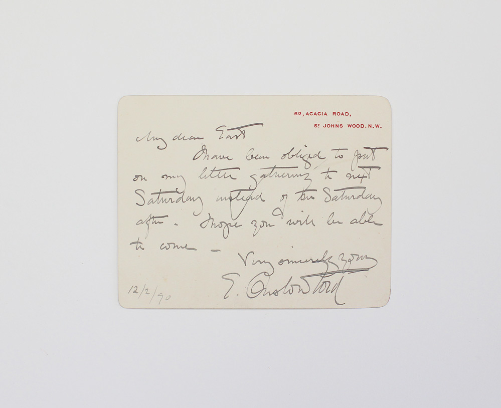 An Original Handwritten Card Signed by Sculptor Edward Onslow Ford by ...