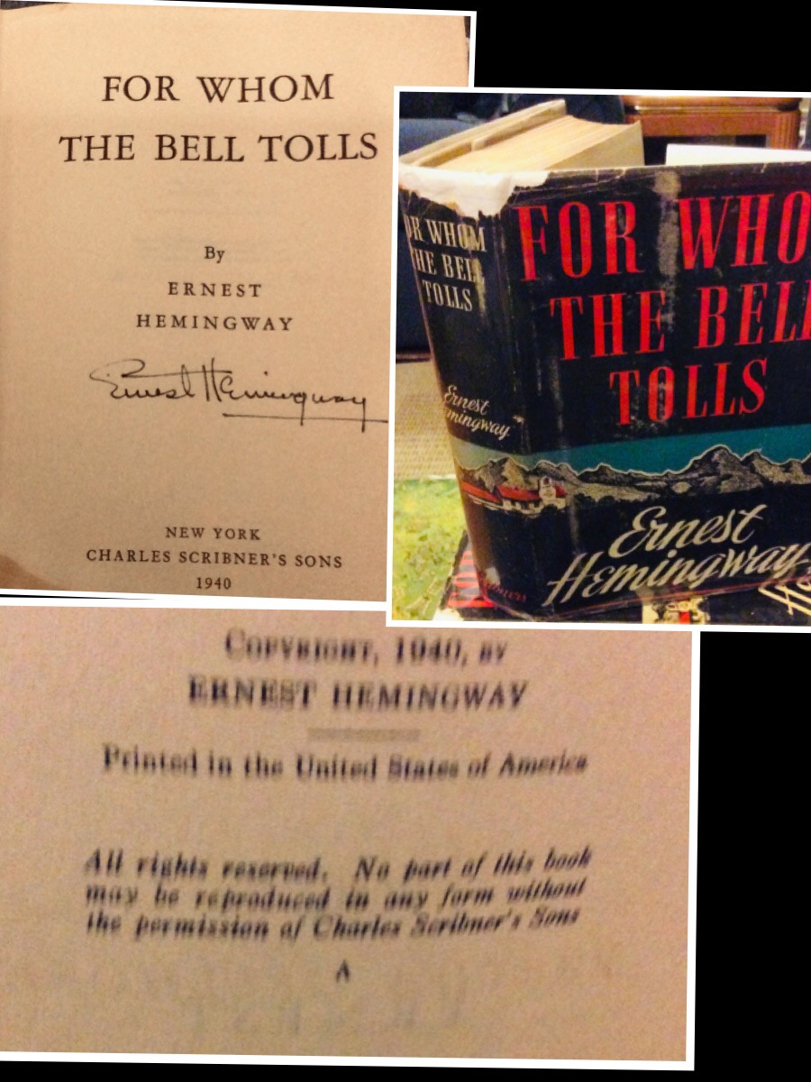 For Whom The Bell Tolls by Ernest Hemingway Signed: Good Hardcover ... For Whom The Bell Tolls by Ernest Hemingway Signed: Good Hardcover ...