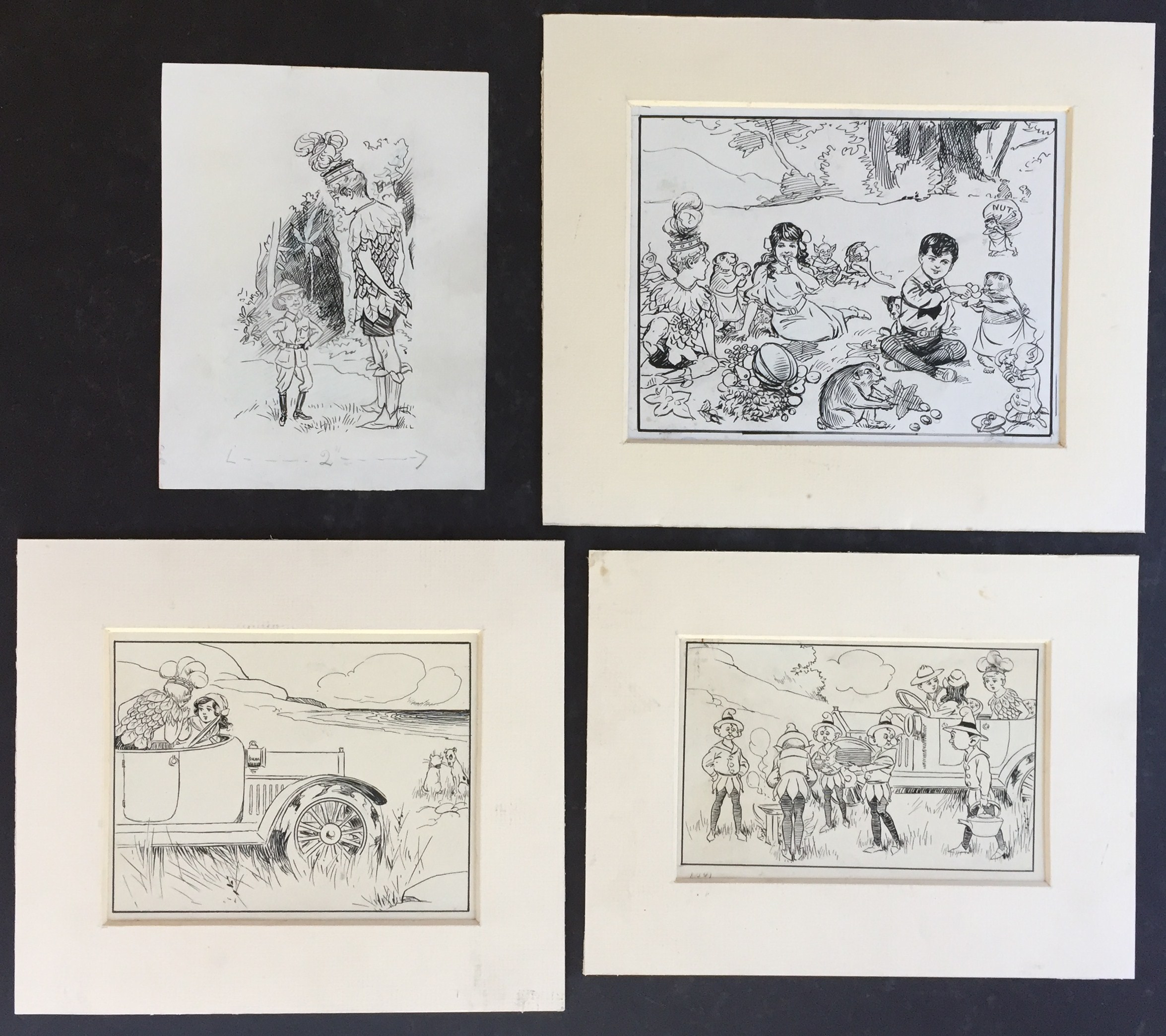 Four Original Pen and Ink Drawings for Budge and Betty in America by ...