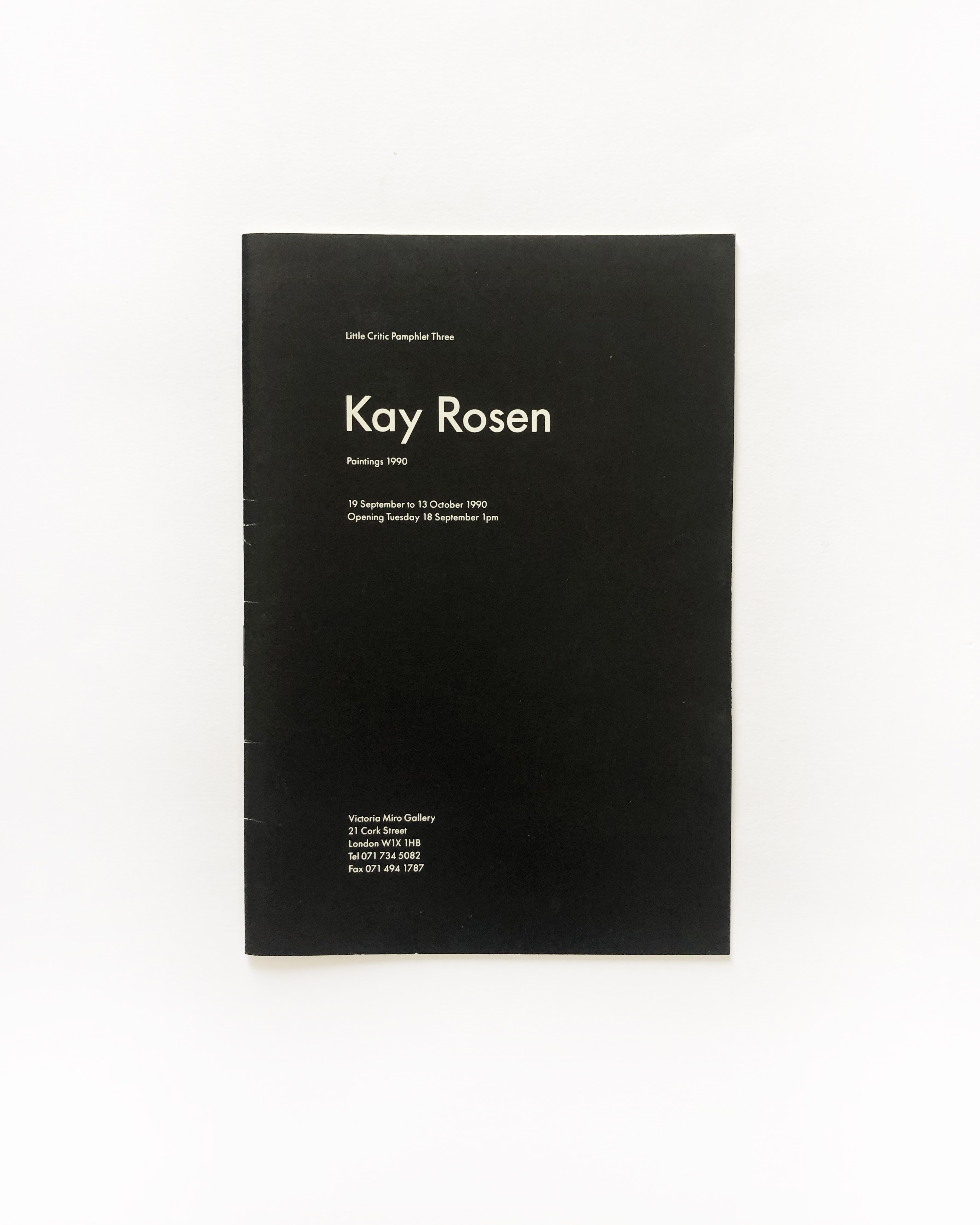 Paintings 1990 (Little Critic Pamphlet Three) by Kay Rosen: Near fine ...