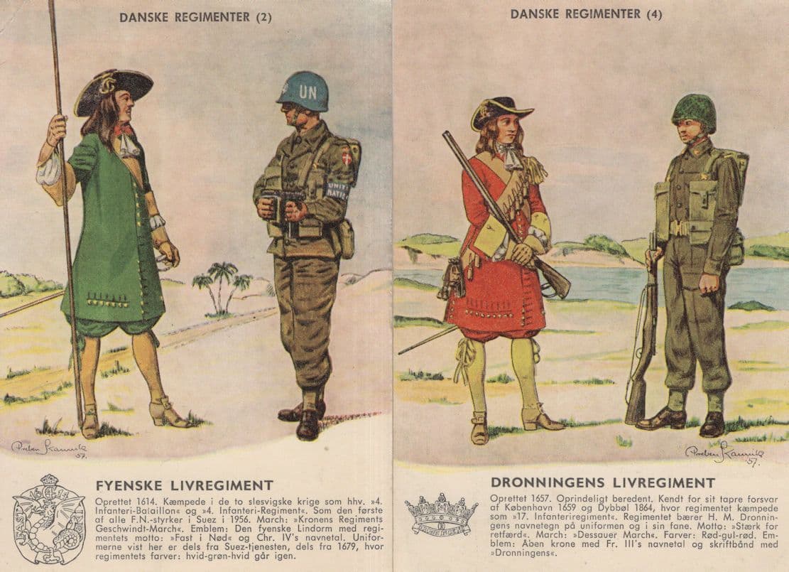 Danske Regimenter Dronningens Livregiment Denmark Military 2x Postcard ...