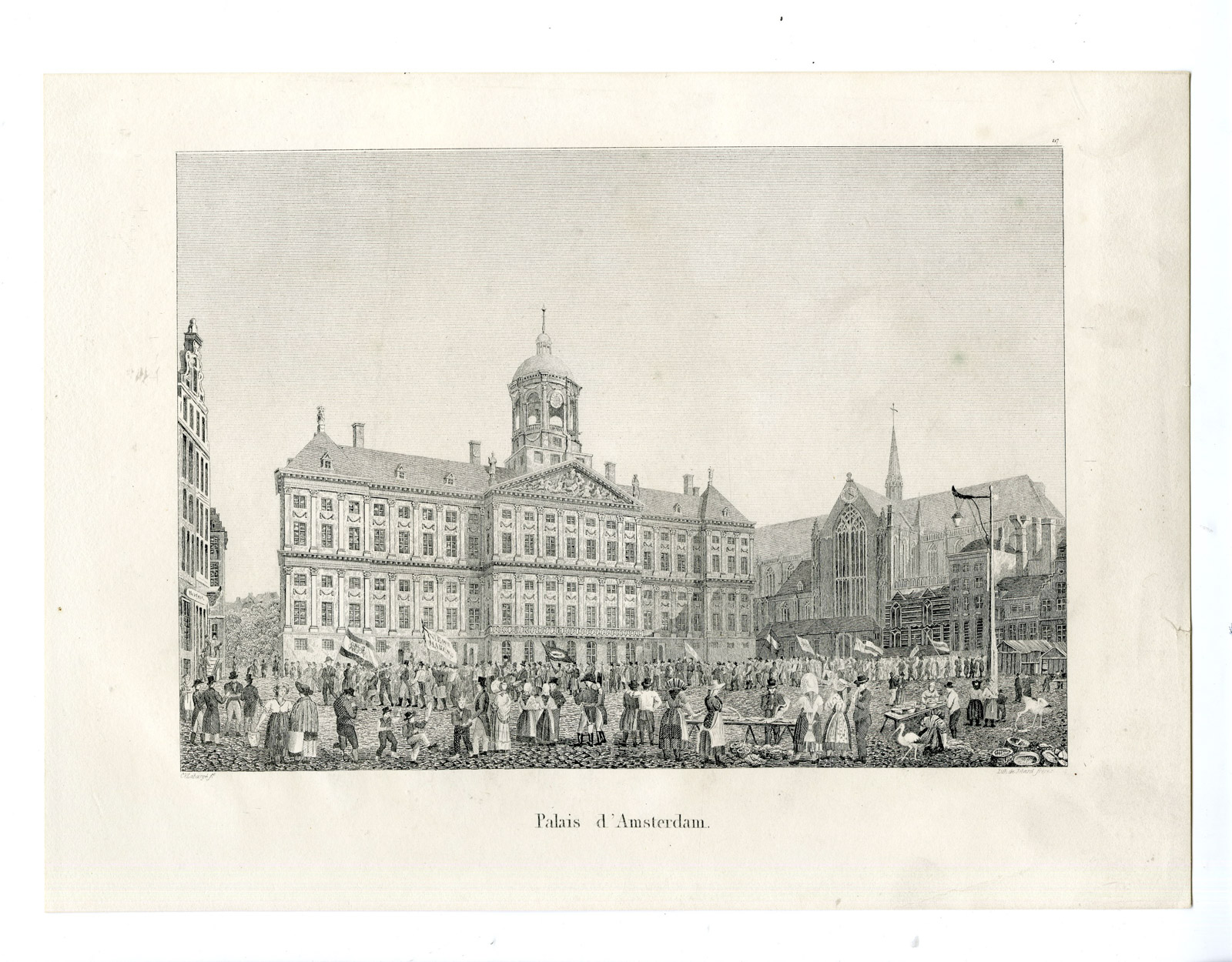 Antique Print-ROYAL PALACE-AMSTERDAM-CITY HALL-Lebarge-Cloet-1825 von C ...