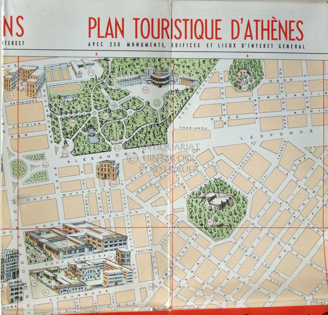 Athinai. Tourist Map and Guide of Athens - Plan et Guide Touristique d`Athènes - Touristenplan ...
