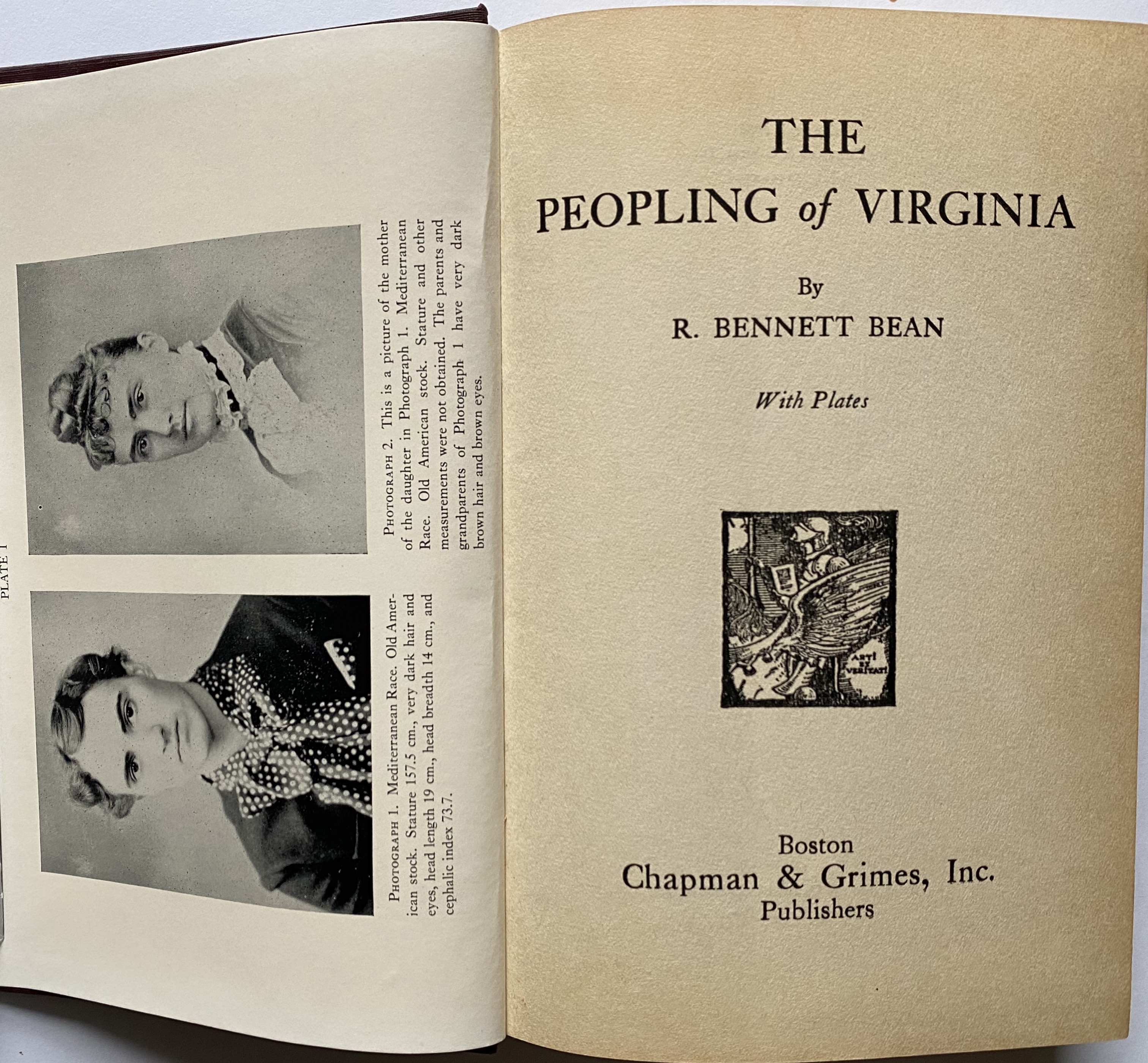 The Peopling of Virginia by R. Bennett Bean: Fine Hardcover (1938) 1st ...