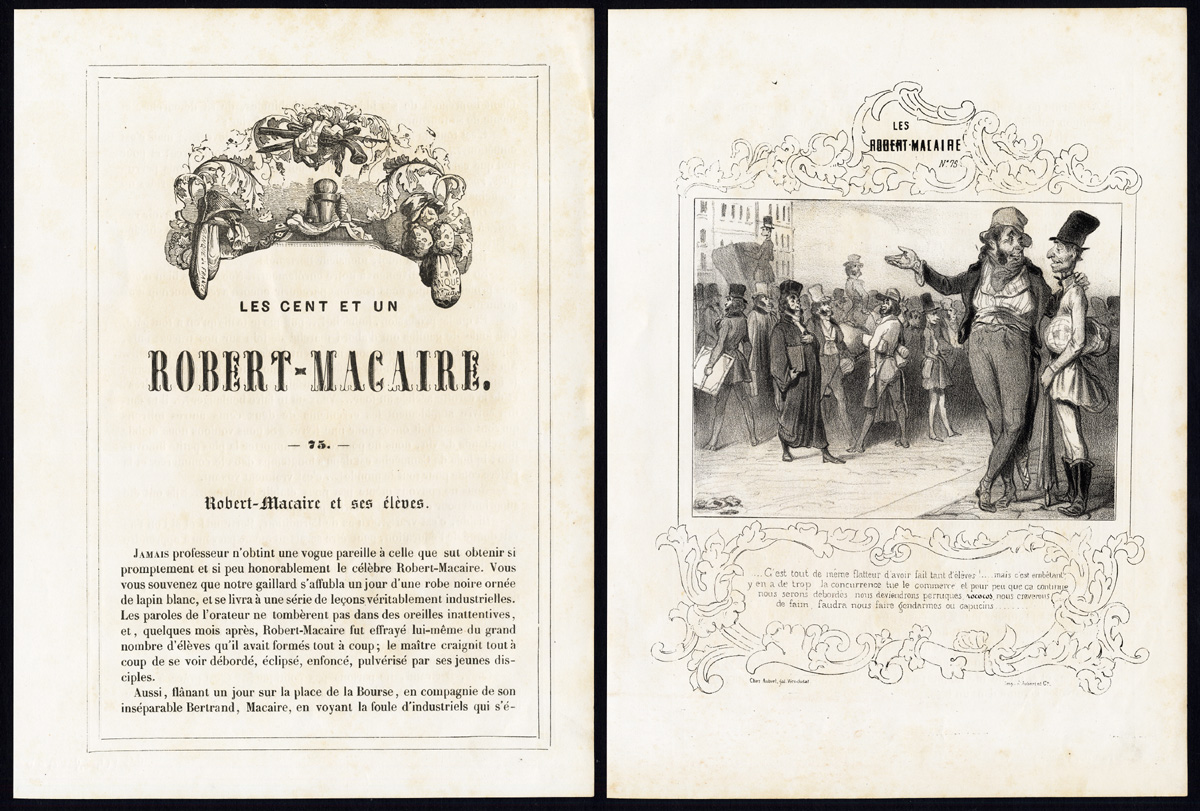Antique Print-Robert Macaire-75-Famous through his great students ...