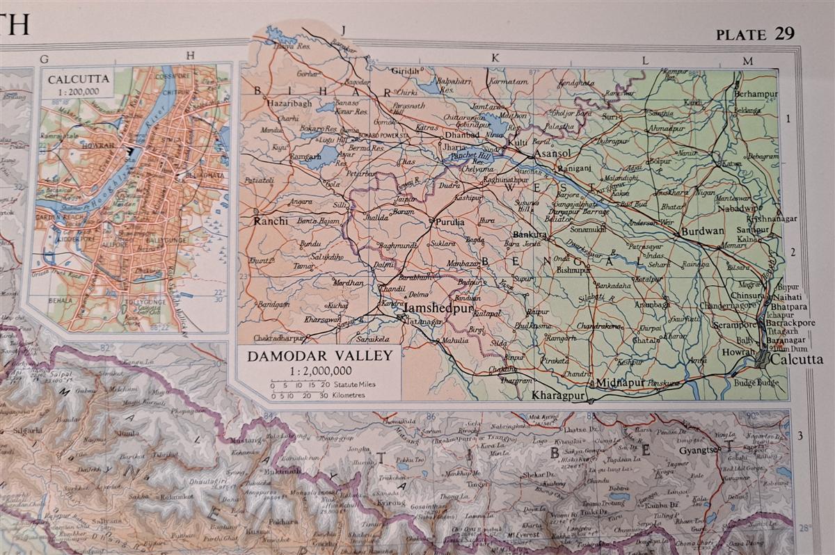 Map of India North, Plate 29 disbound from 1959 Mid-Century Times Atlas ...