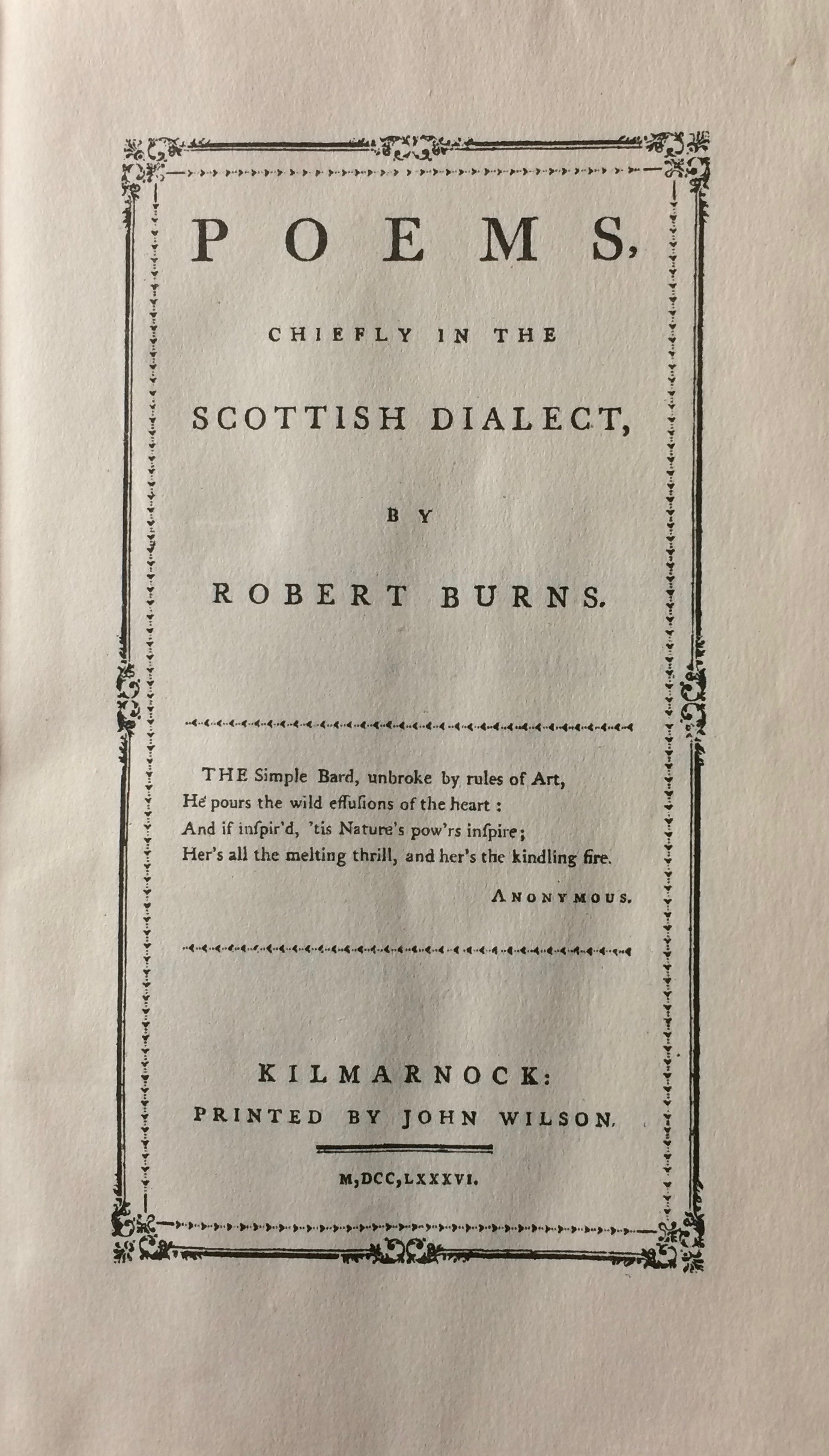 Poems, Chiefly in the Scottish Dialect. by BURNS, ROBERT:: (1786) | R.G ...