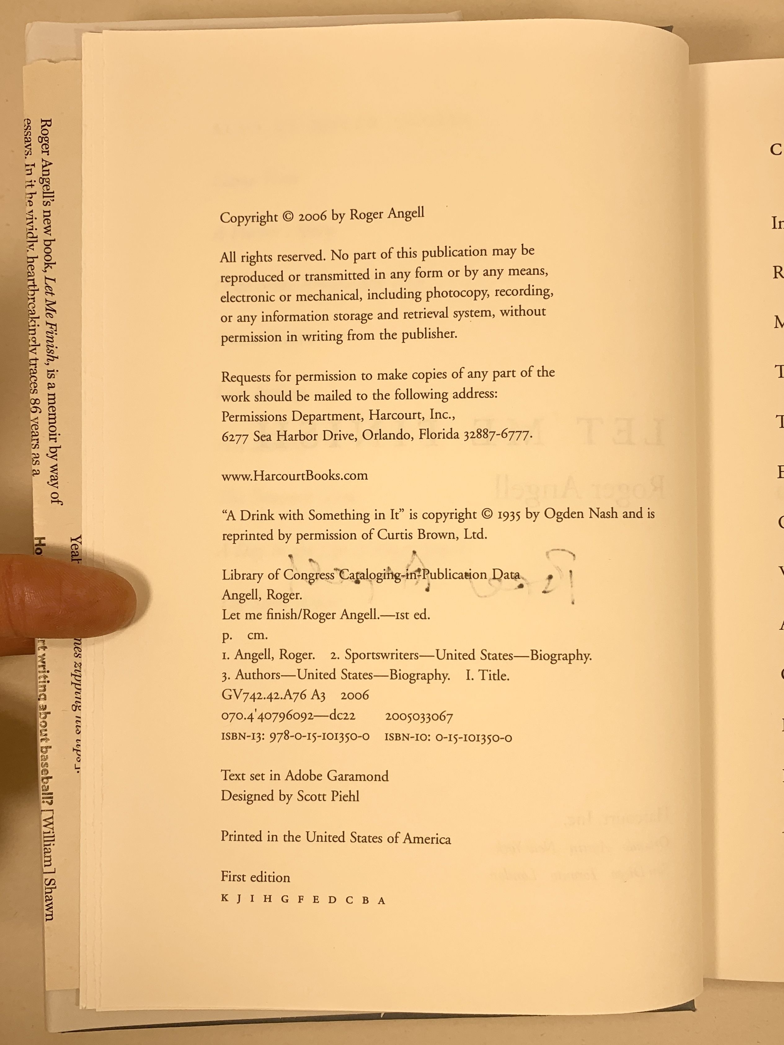 Let Me Finish by Angell, Roger: Fine Hardcover (2006) First Edition ...
