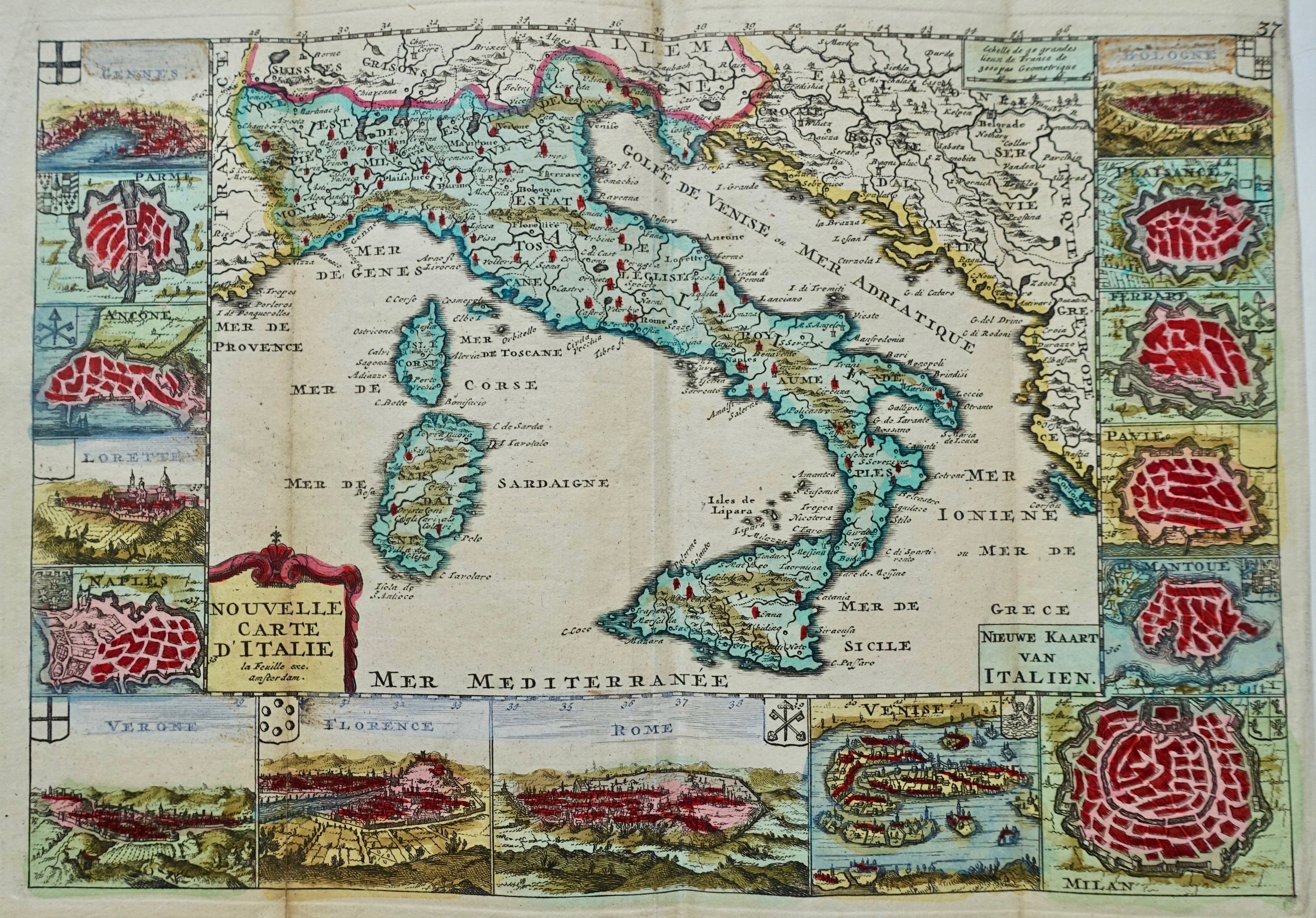 Nouvelle Carte d'Italie. Nieuwe Kaart van Italien.: (1729) Mapa ...