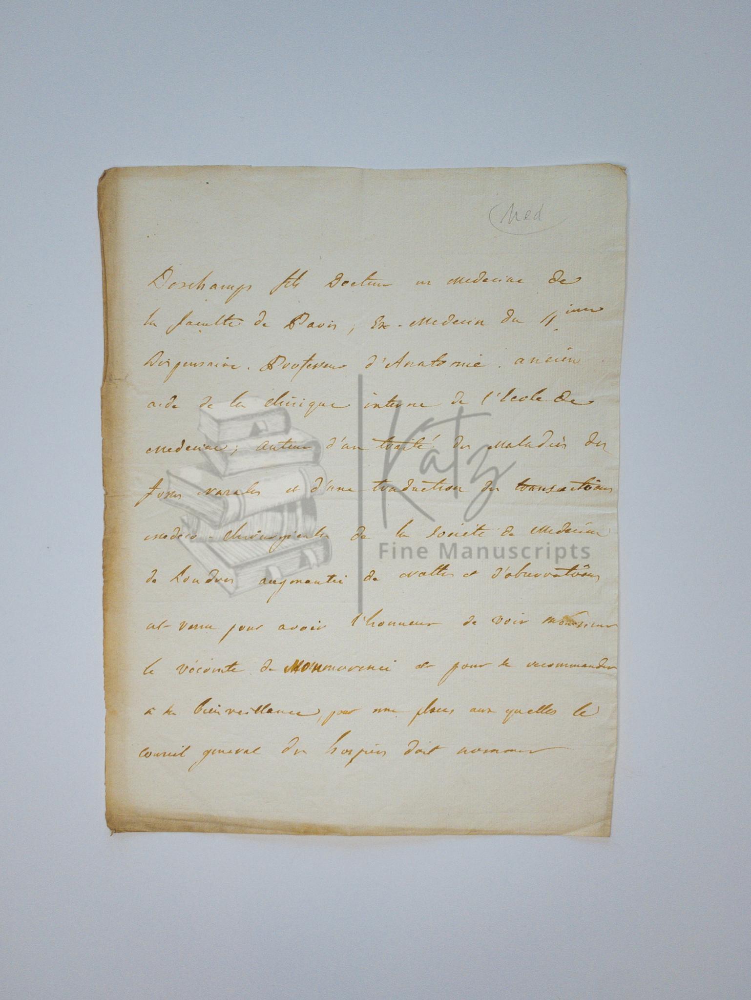 Early 19th Century Page from a Letter to a Powerful French Statesman by ...