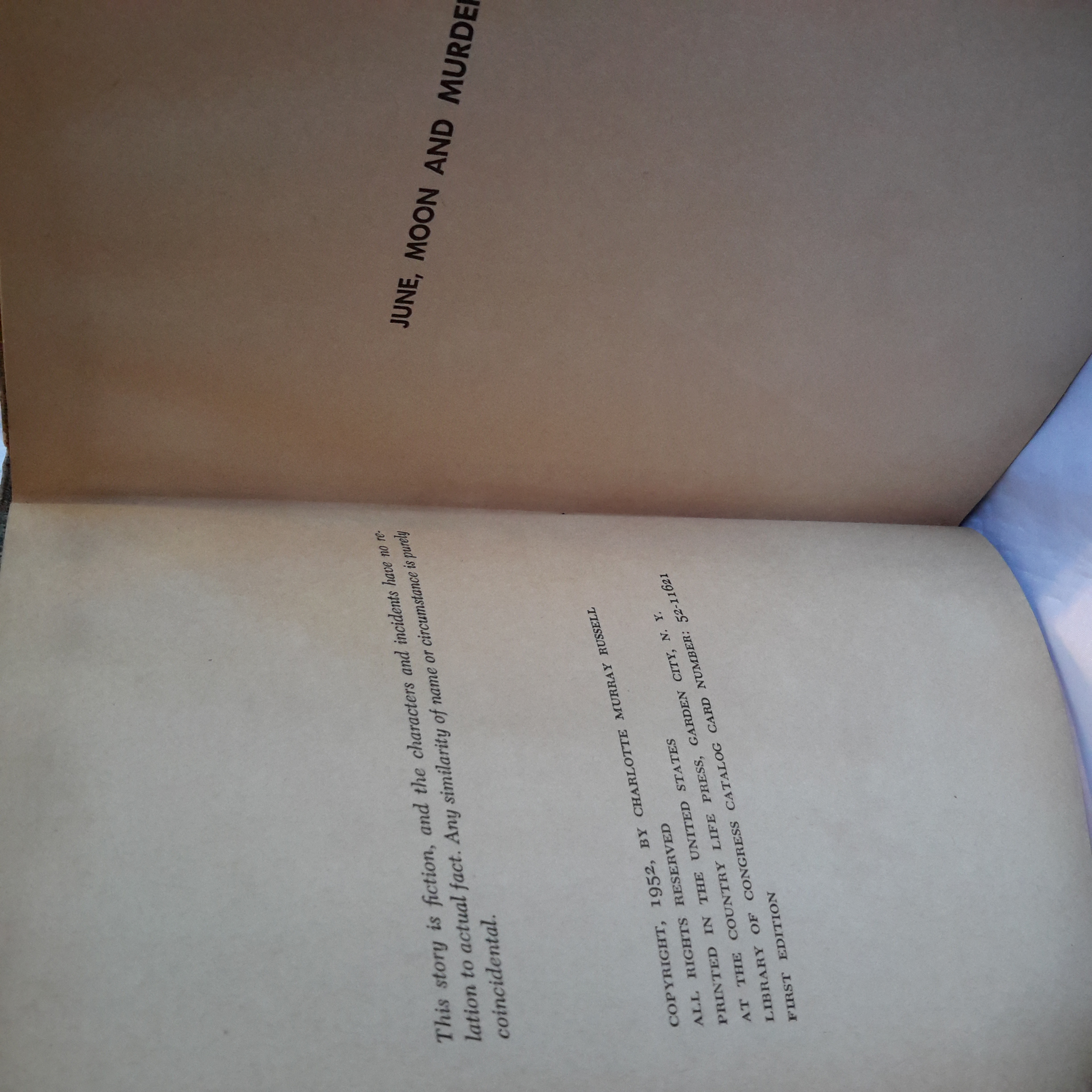 June, Moon and Murder. FIRST EDITION. by RUSSELL, Charlotte Murray ...