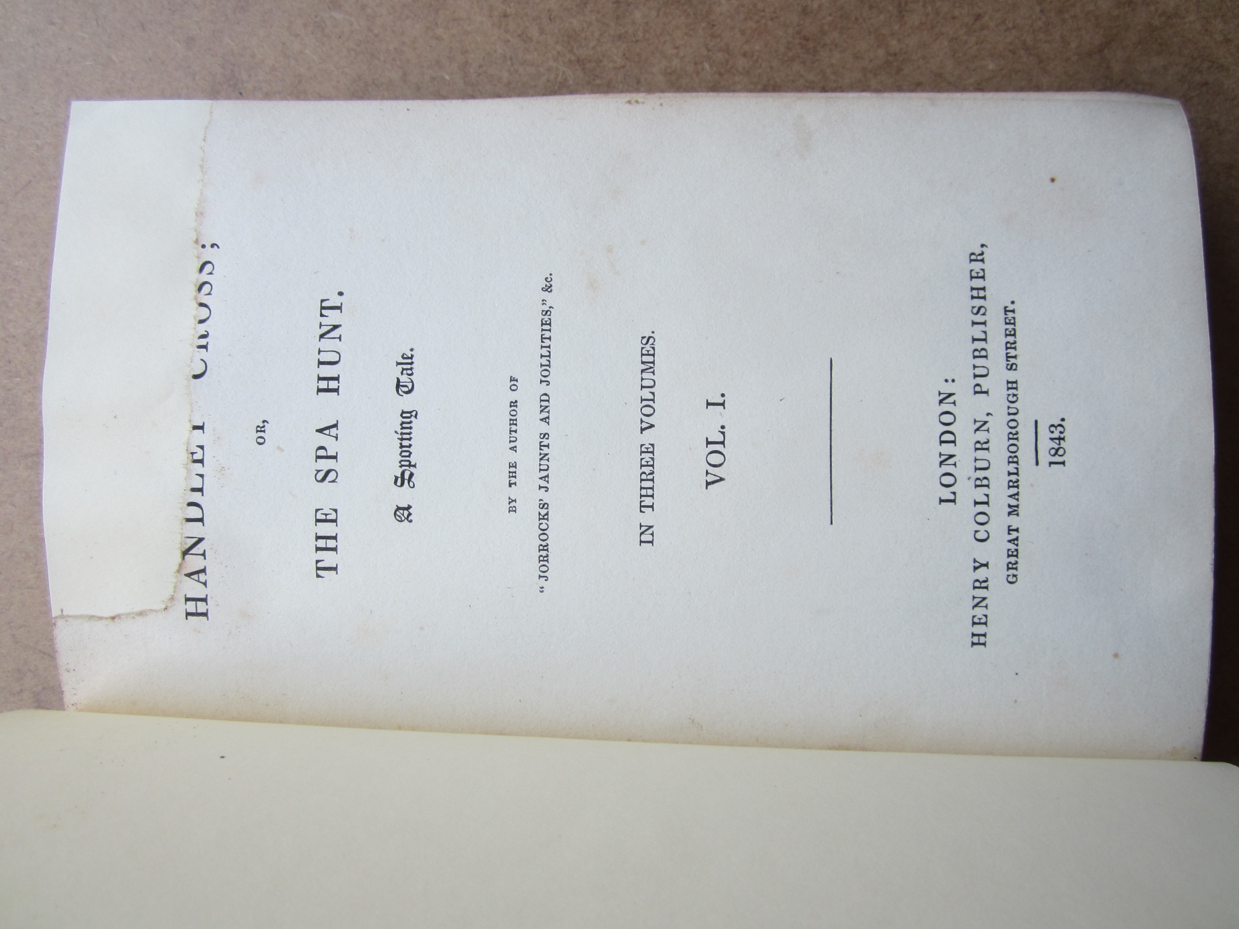 Handley Cross, or the Spa Hunt (3 VOLS) by SURTEES, R. S.: Good ...