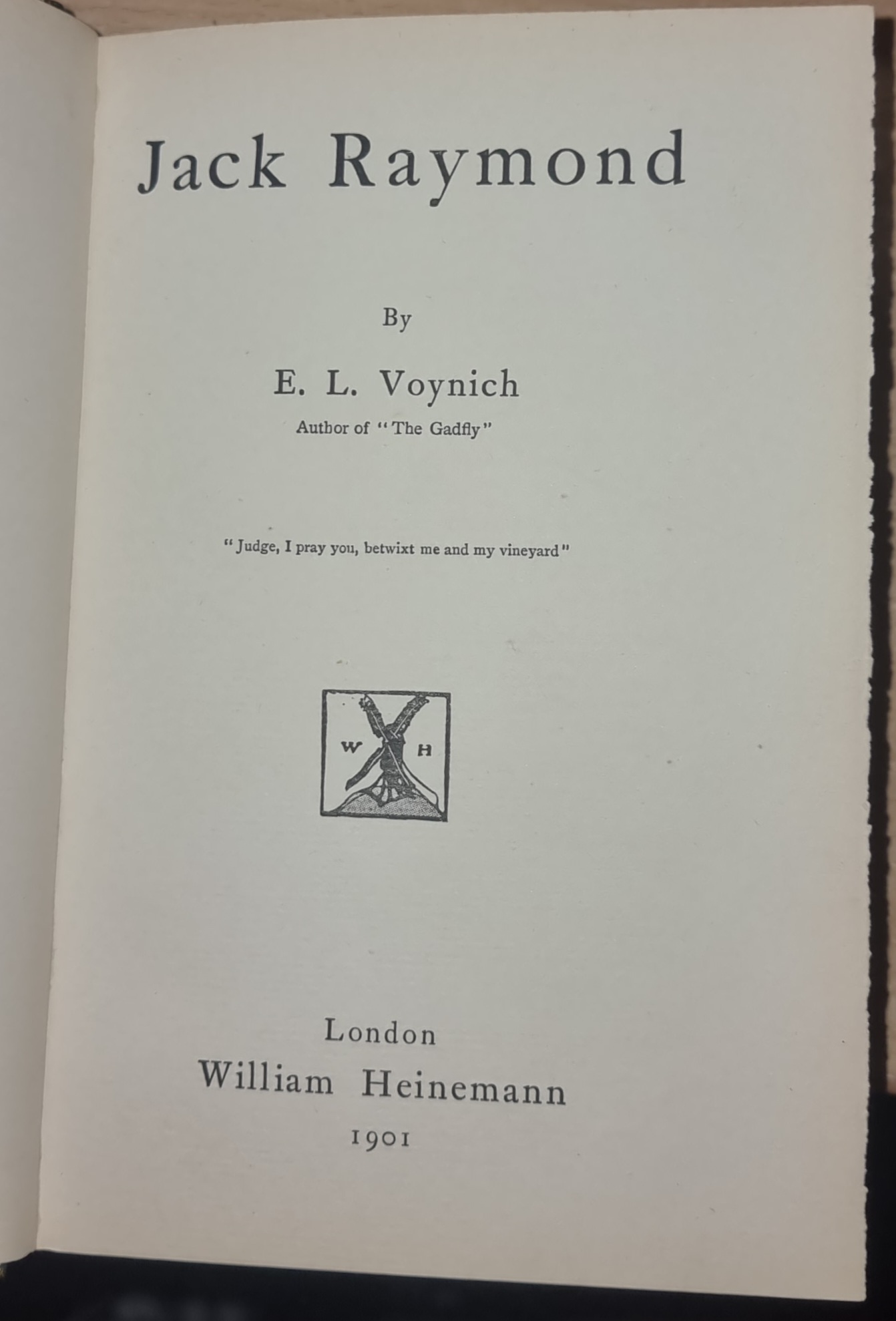 Jack Raymond By E. L. Voynich . by VOYNICH, E. L. ( Ethel Lillian ...