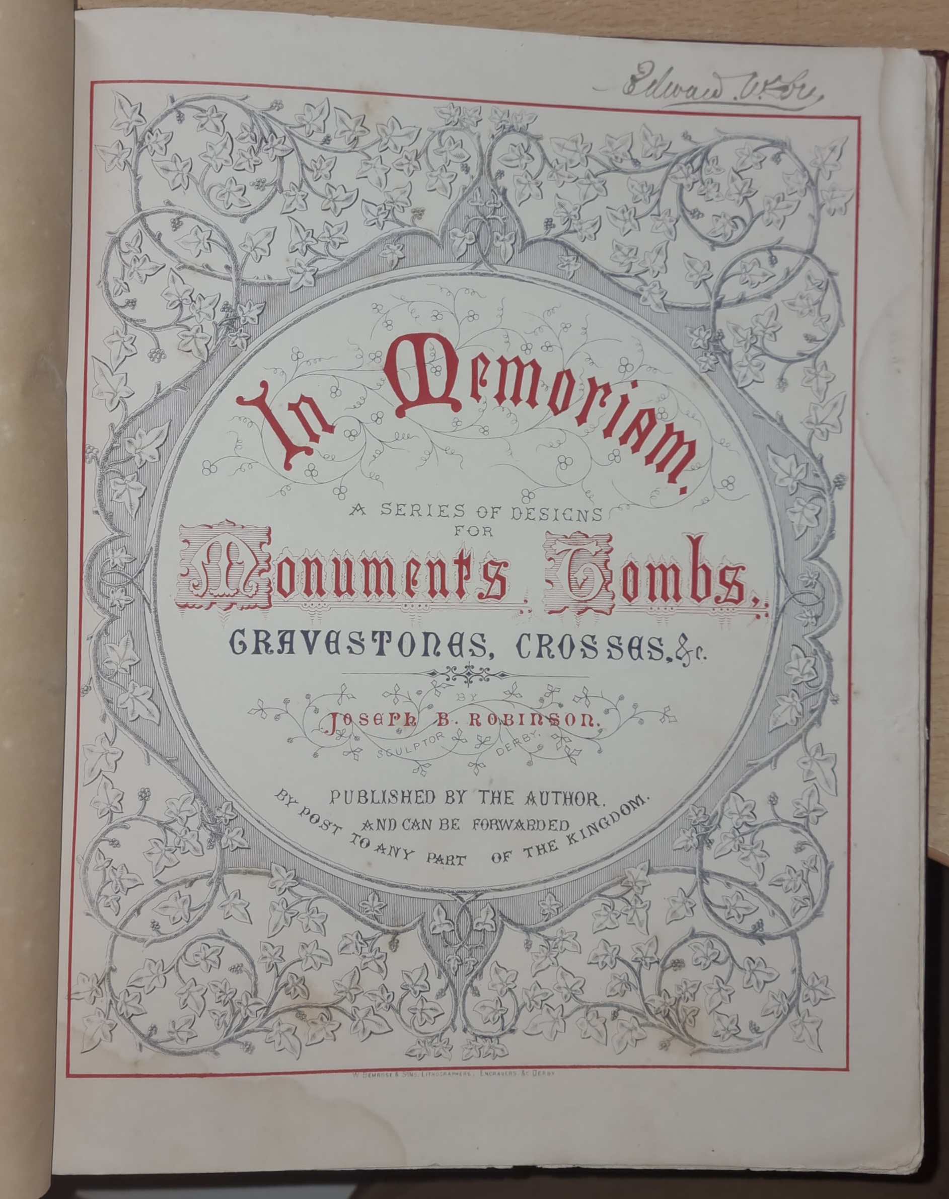 In Memoriam. A Series Of Designs For Monuments, Tombs, Gravestones ...