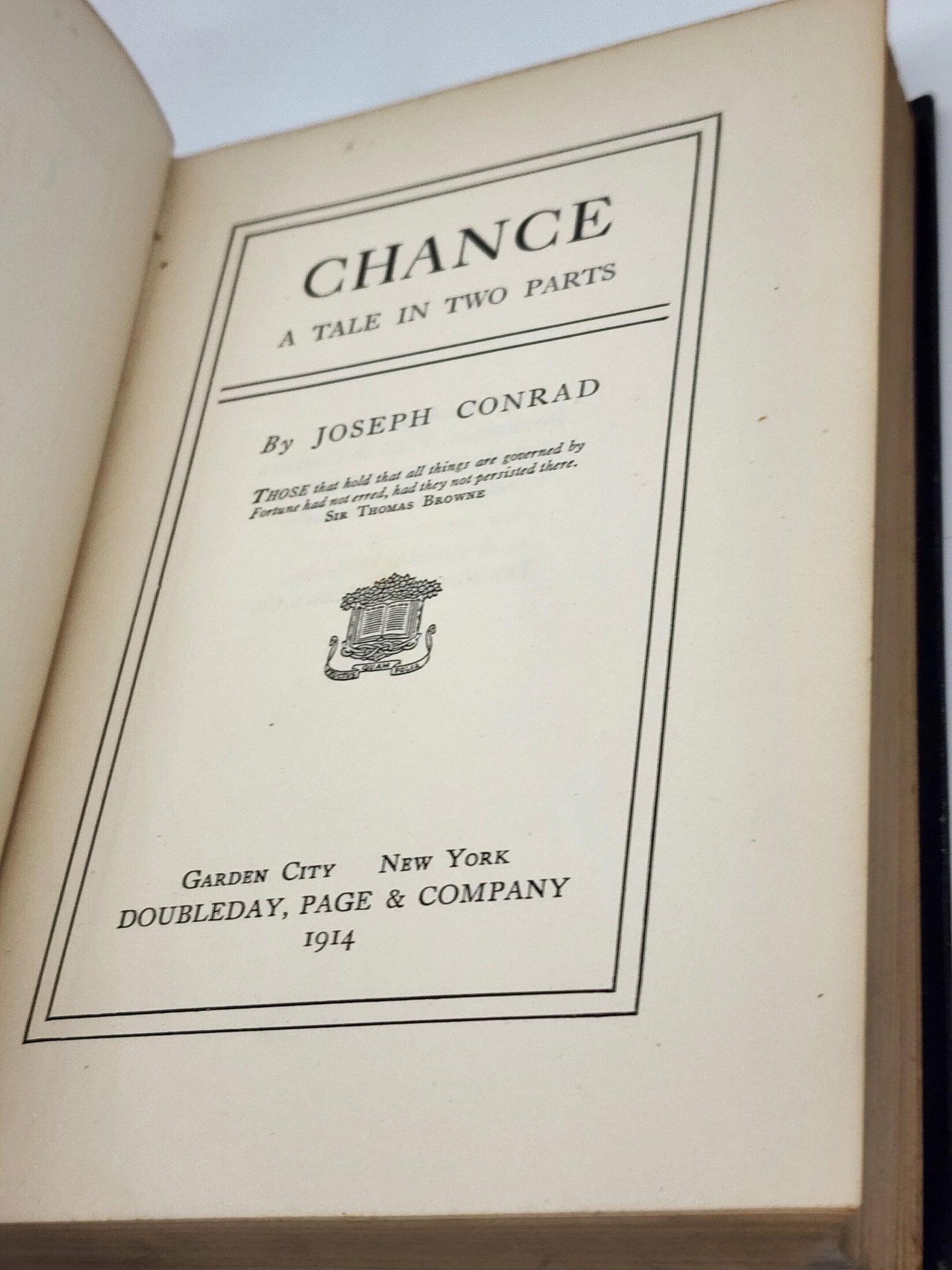 CHANCE: A TALE IN TWO PARTS by Conrad, Joseph: Hardcover (1914) | Bert ...