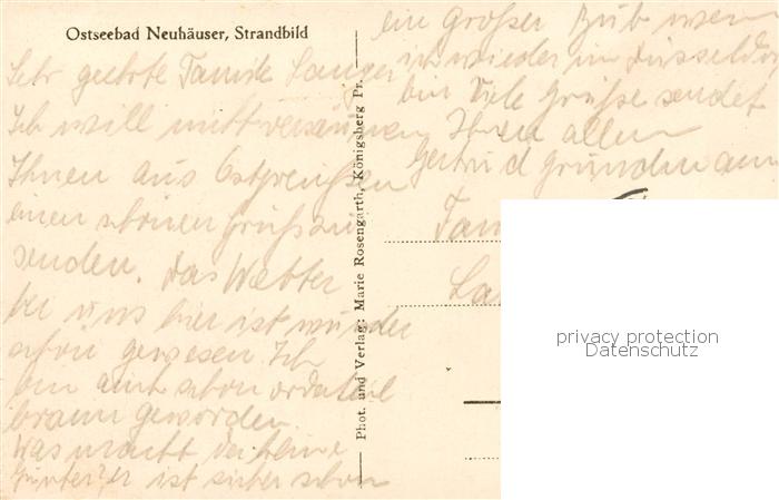 Postkarte Carte Postale 73805327 Neuhaeuser Ostpreussen Osteebad PL ...