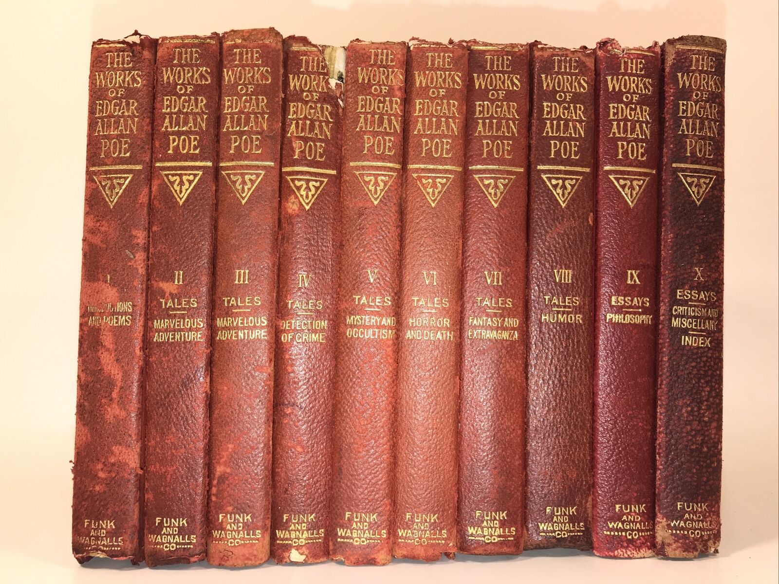 LEATHER Set;WORKS OF EDGAR ALLAN POE!Complete Antiquarian Rare 1904 ...