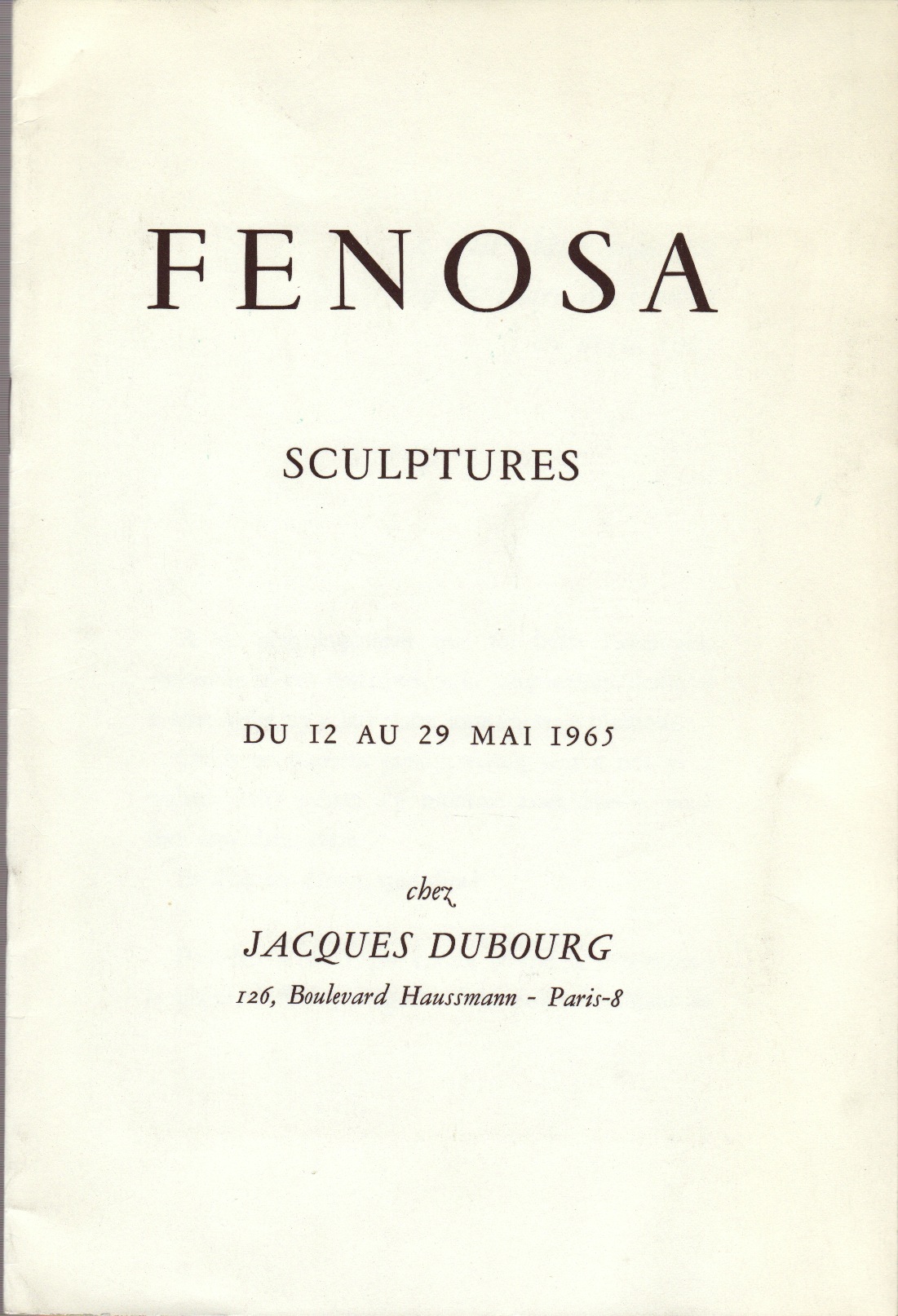 Fenosa: Très bon Couverture souple (1965) Edition originale | MERCIER ...