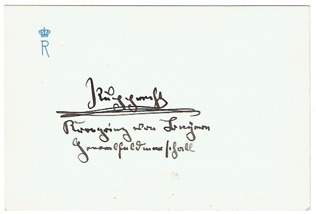 Briefkarte mit eigenh. Unterschrift und Titel. von Rupprecht von Bayern ...