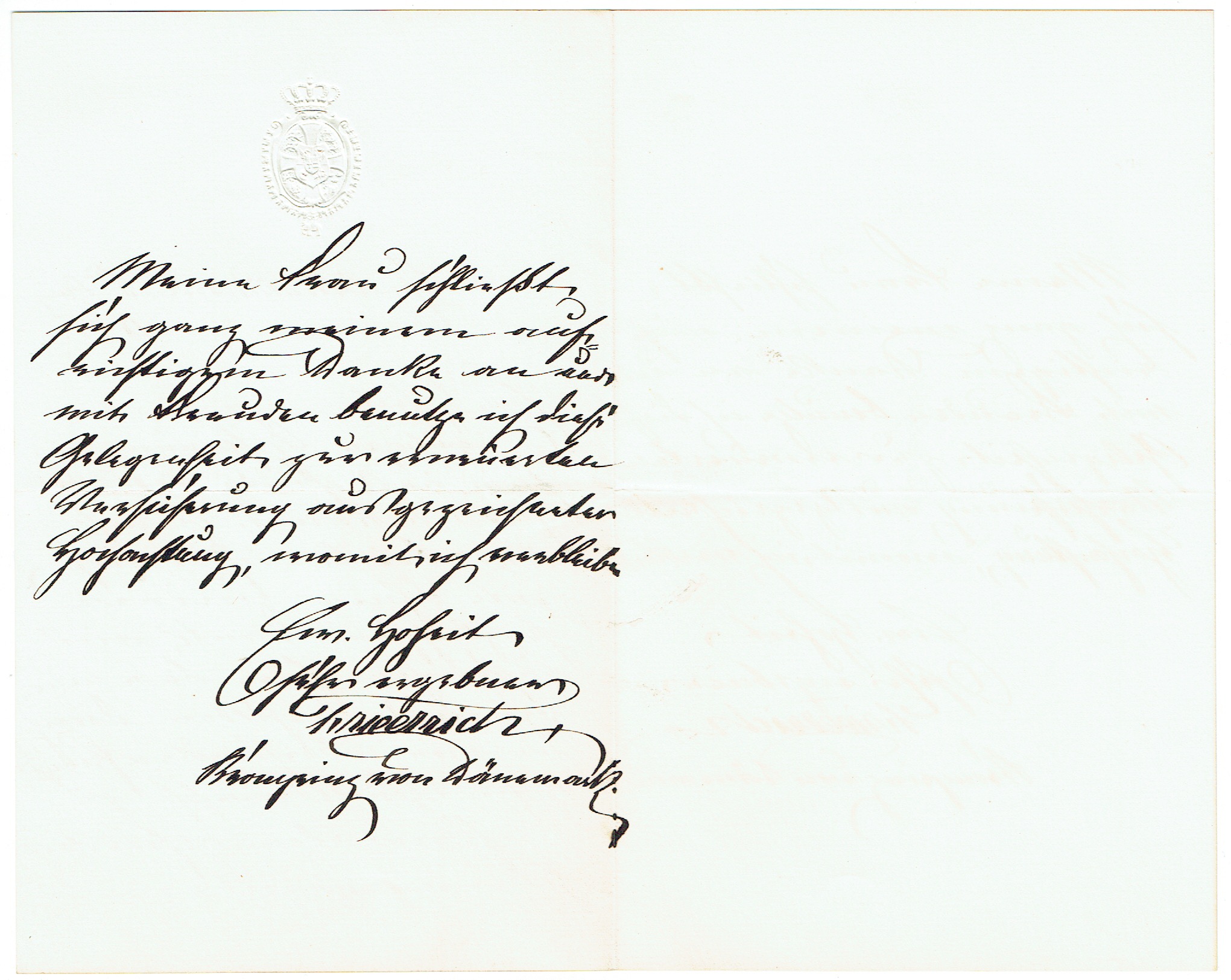 Eigenhändiger Brief mit Unterschrift. von Friedrich VIII., von 1906 bis ...