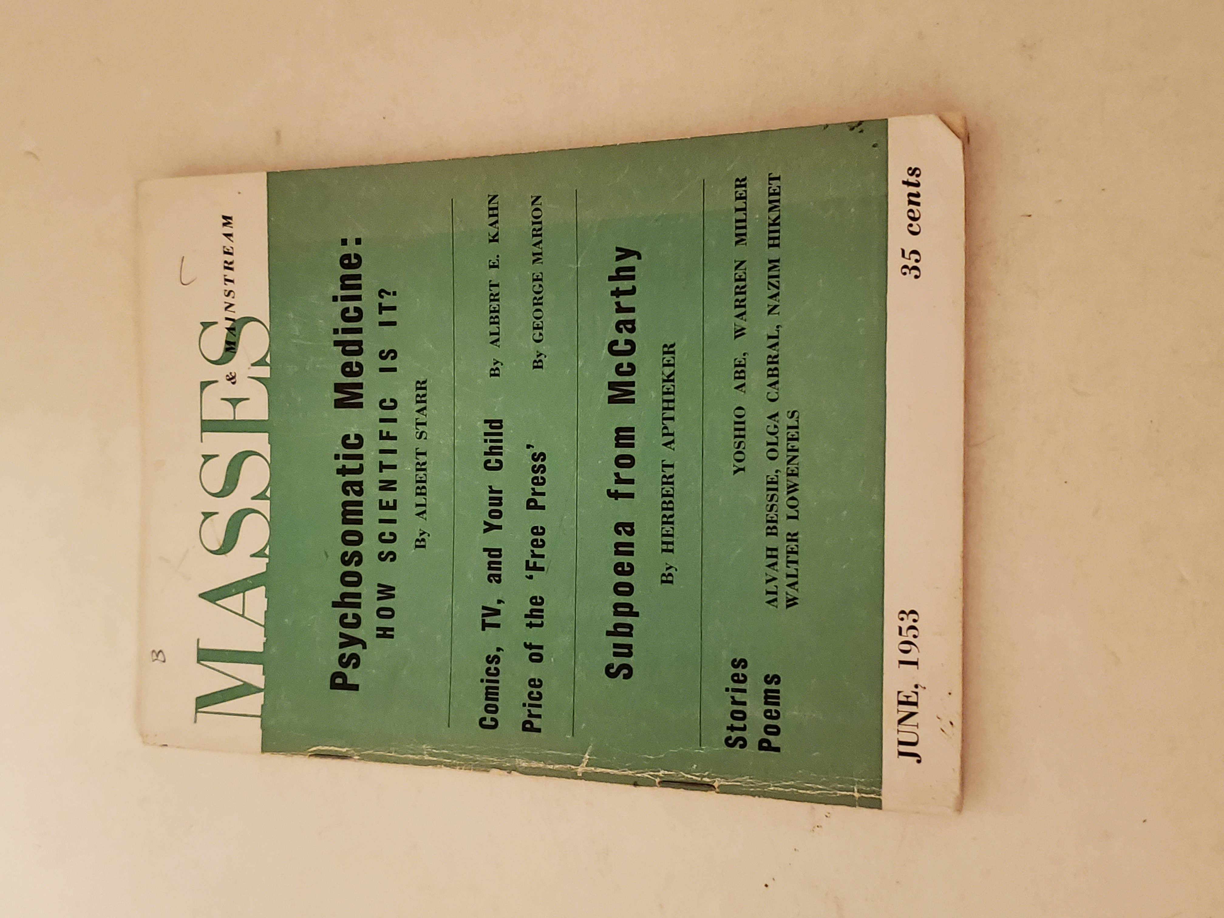 June 1953 Masses & Mainstream Magazine: Psychosomatic Medicine - Comics ...