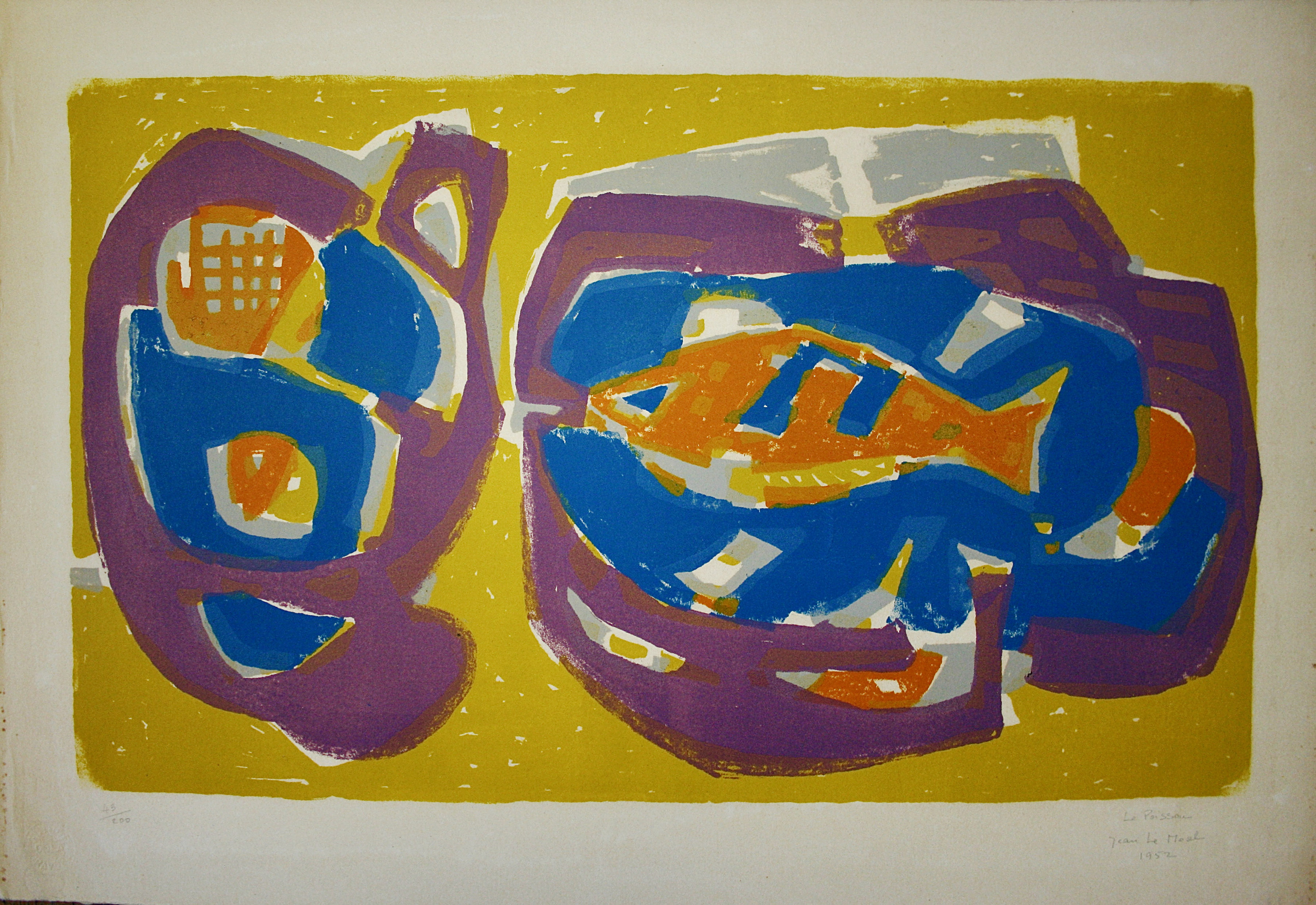 JEAN LE MOAL: "Le Poisson" , original lithograph signed by the artist ...