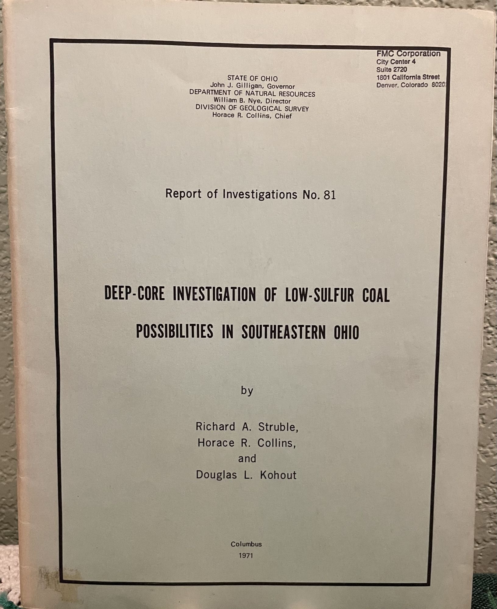 Deep Core Investigation of Low-Sulfur Coal Possibilities in ...