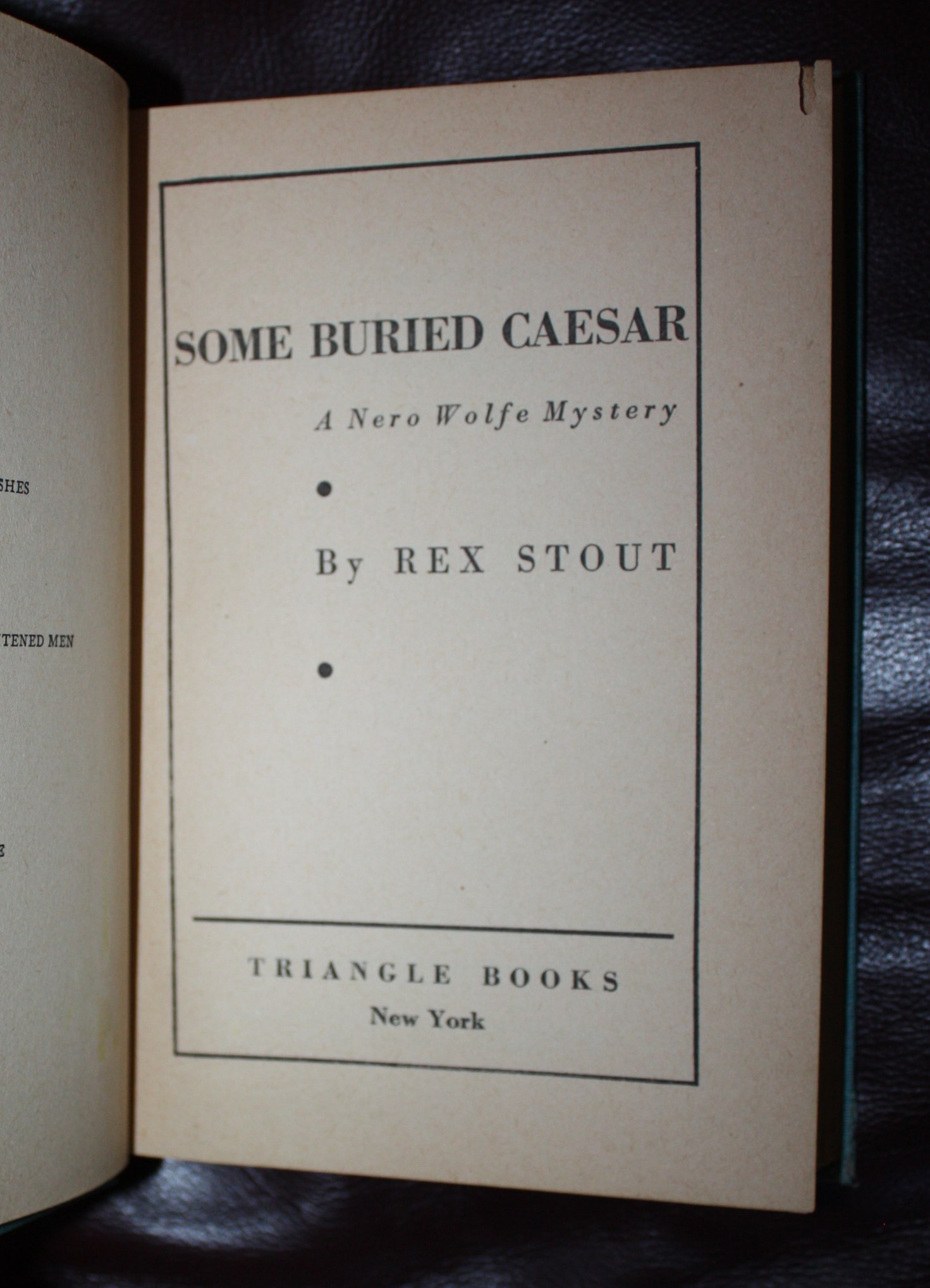 SOME BURIED CAESAR - A Nero Wolfe Mystery [1st Edition thus] by Rex ...
