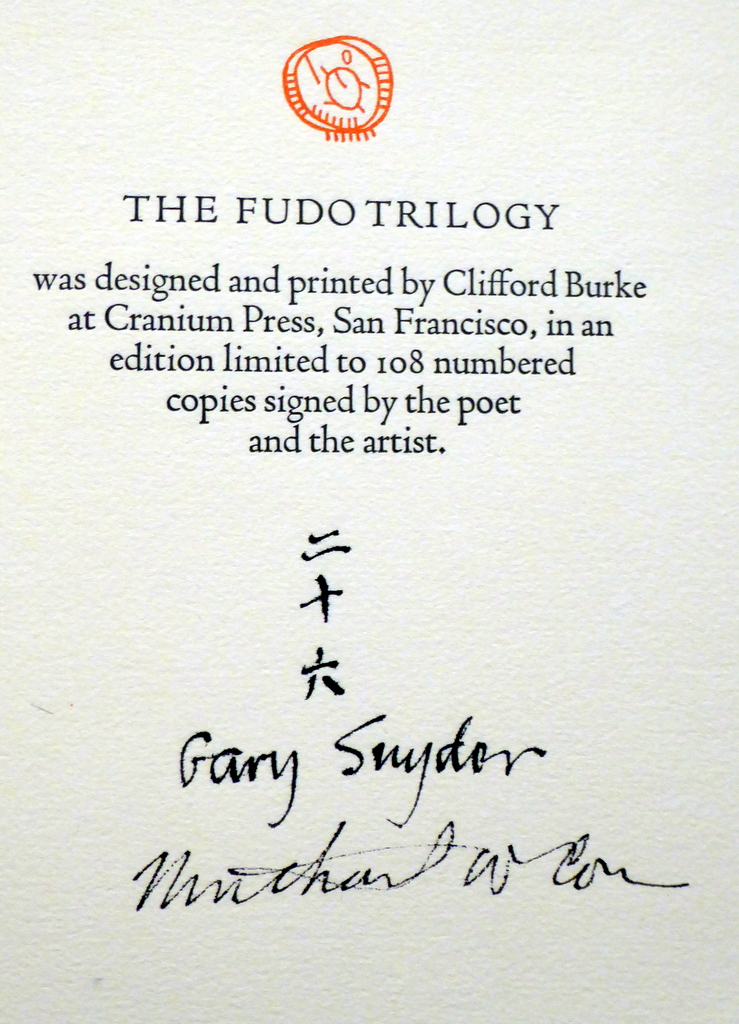 THE FUDO TRILOGY [LIMITED SIGNED EDITION] by SNYDER, GARY AND MICHAEL ...
