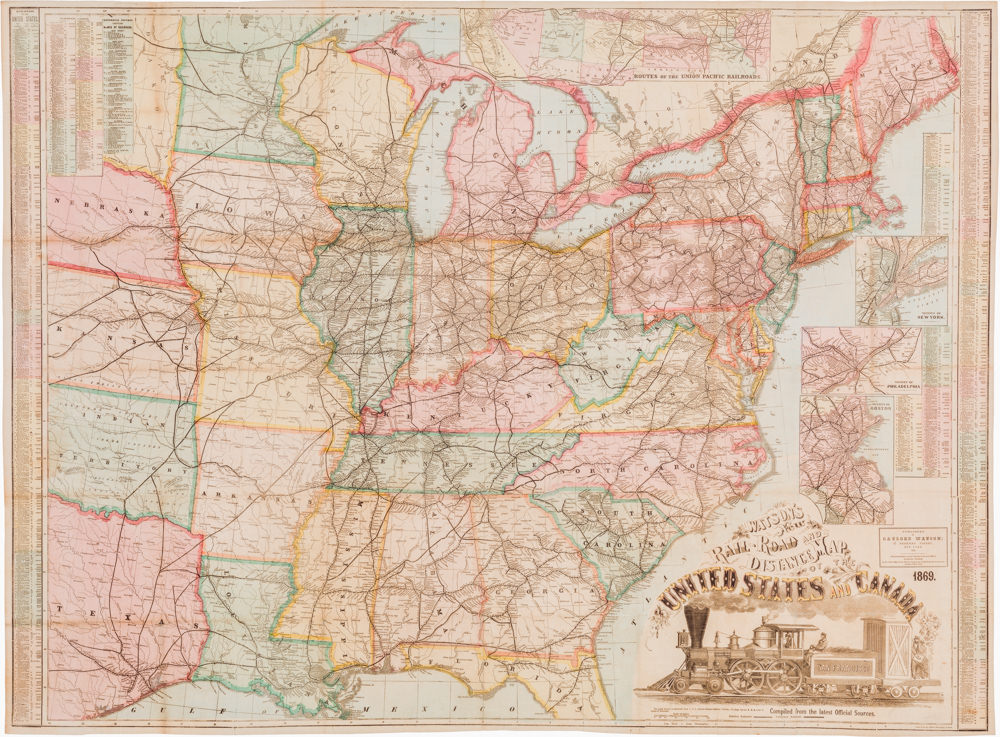 Watson s New Rail­ Road and Distance Map of the United States and ...