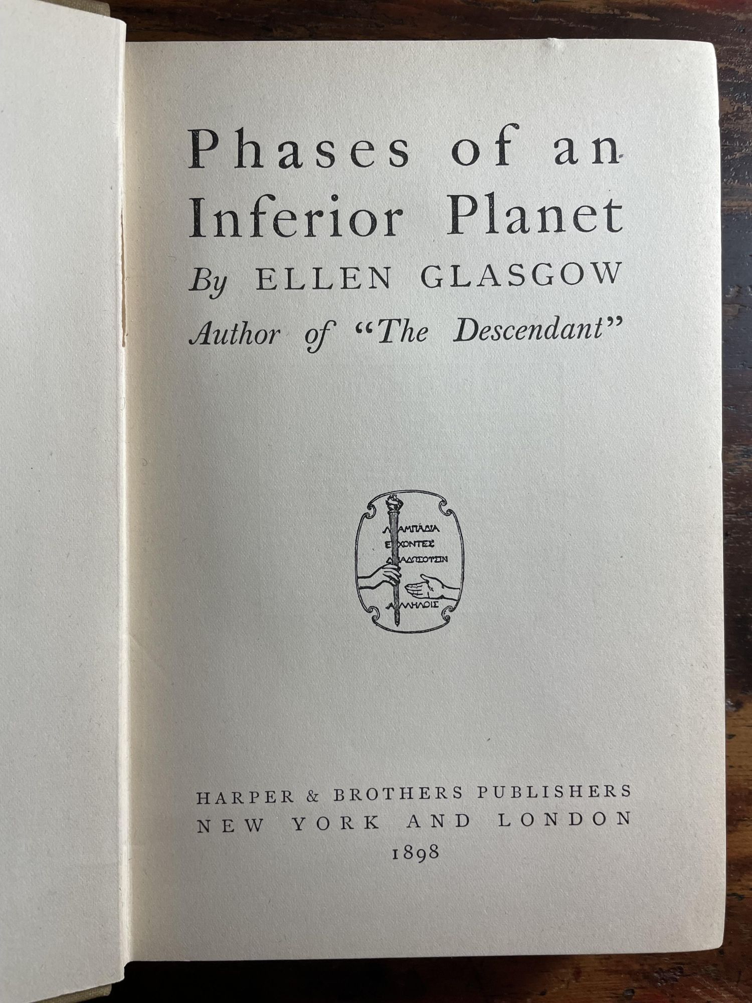 Phases of an Inferior Planet by Ellen Glasgow: (1898) 1st Edition ...