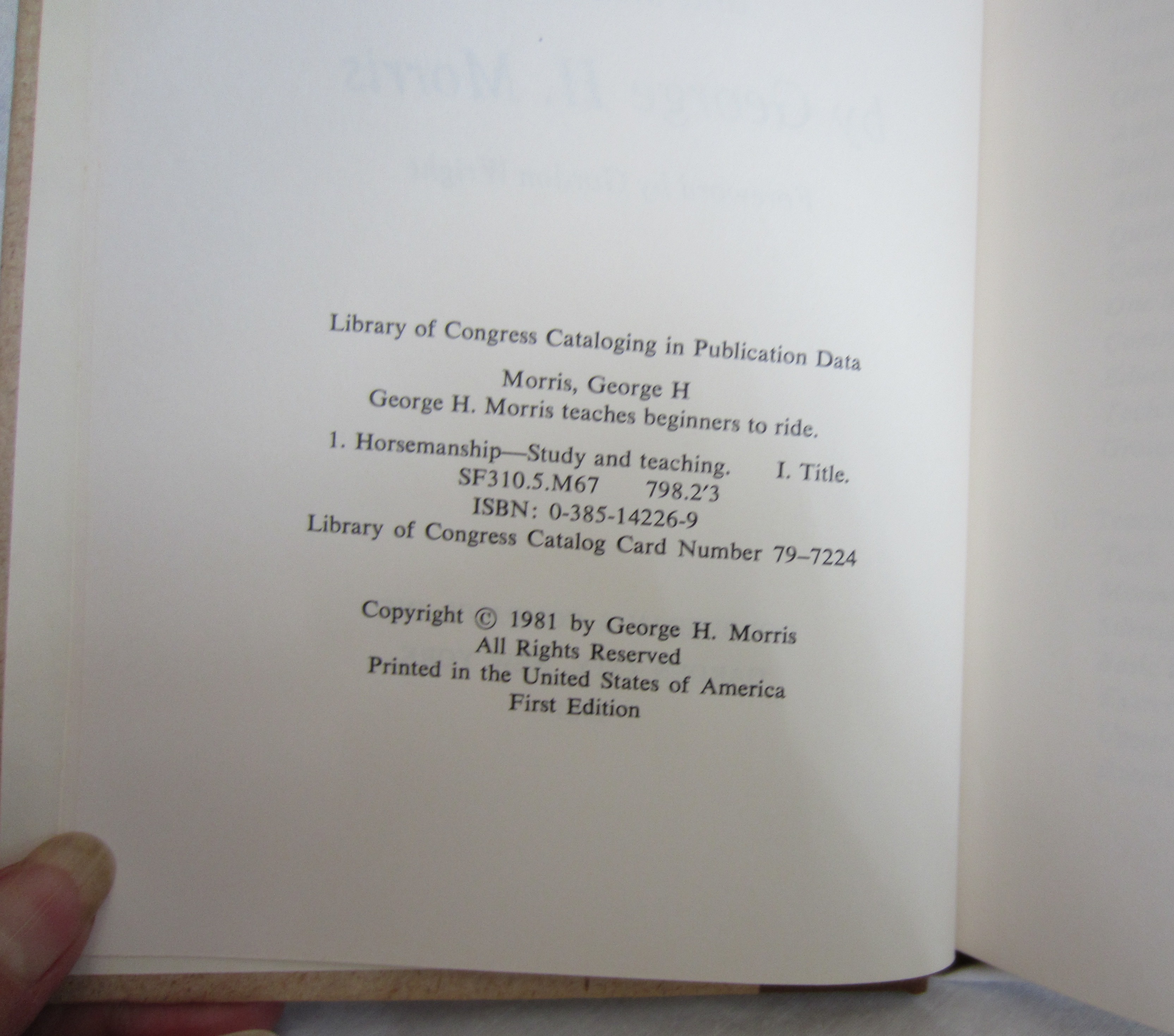 George H. Morris TEACHES BEGINNERS to RIDE, 1st Ed HC w/DJ by Morris ...