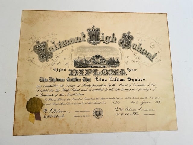 1918 High School Diploma for Female Student in West Virginia by Women's ...
