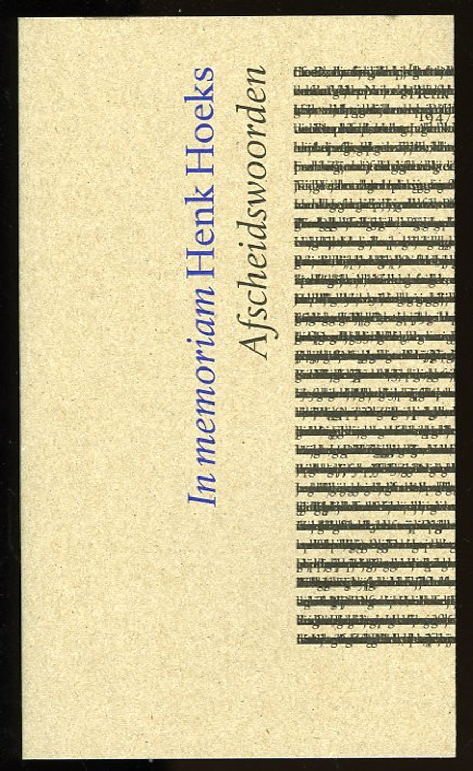 In memoriam Henk Hoeks. Afscheidswoorden. by Diverse auteurs | Emile ...