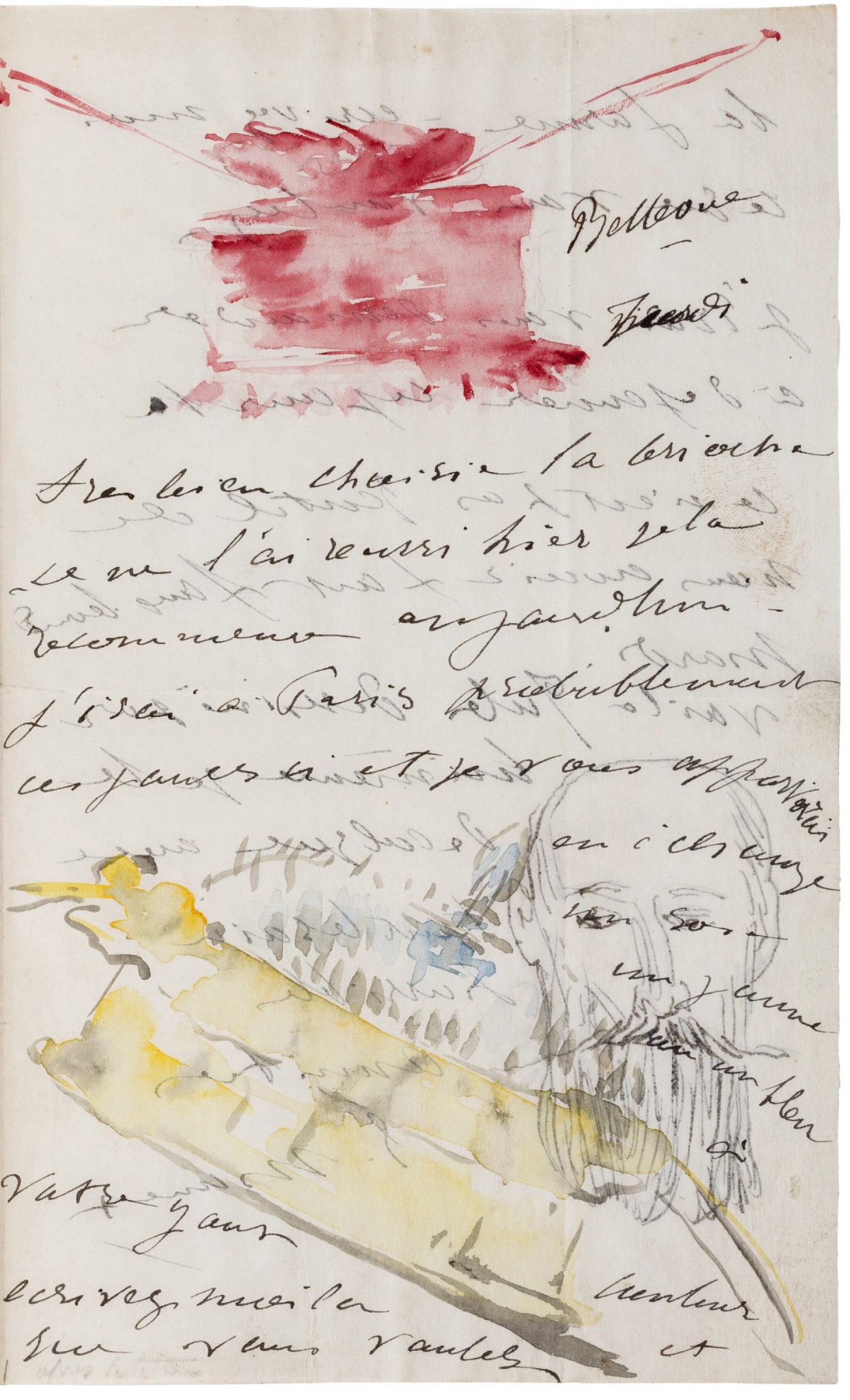 Autograph letter signed ("E. Manet") and illustrated with original ...